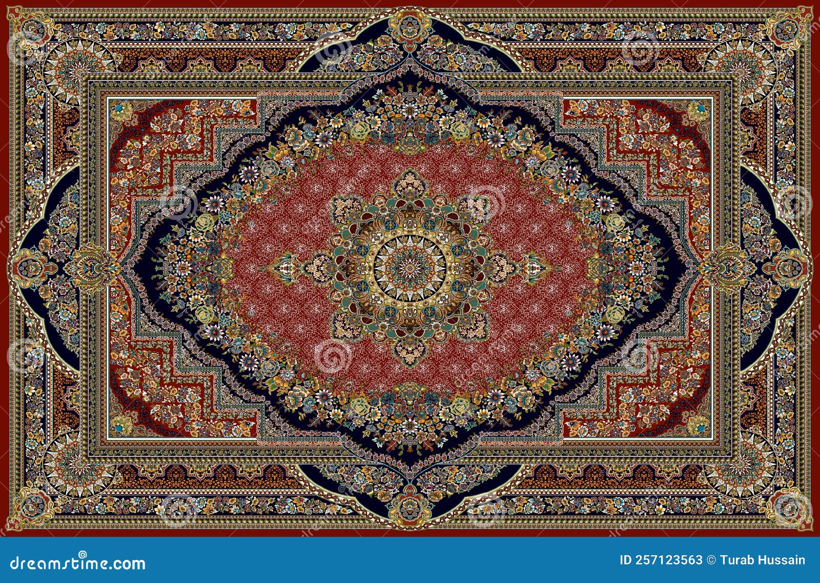 Traditional Persian Textile Print Arrangement Stock Illustration ...