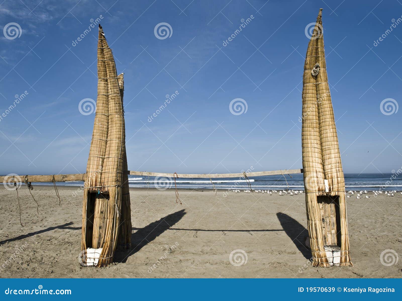Traditional Peruvian Small Reed Boats Stock Image - Image of blue ...