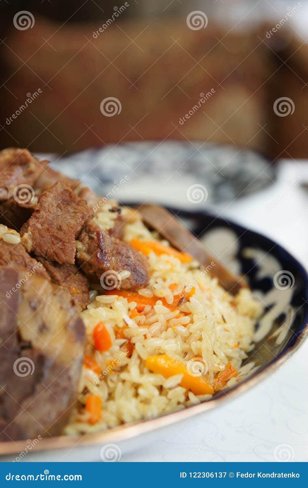 Traditional Pilaf on Restaurant Table Stock Image - Image of nutrition ...