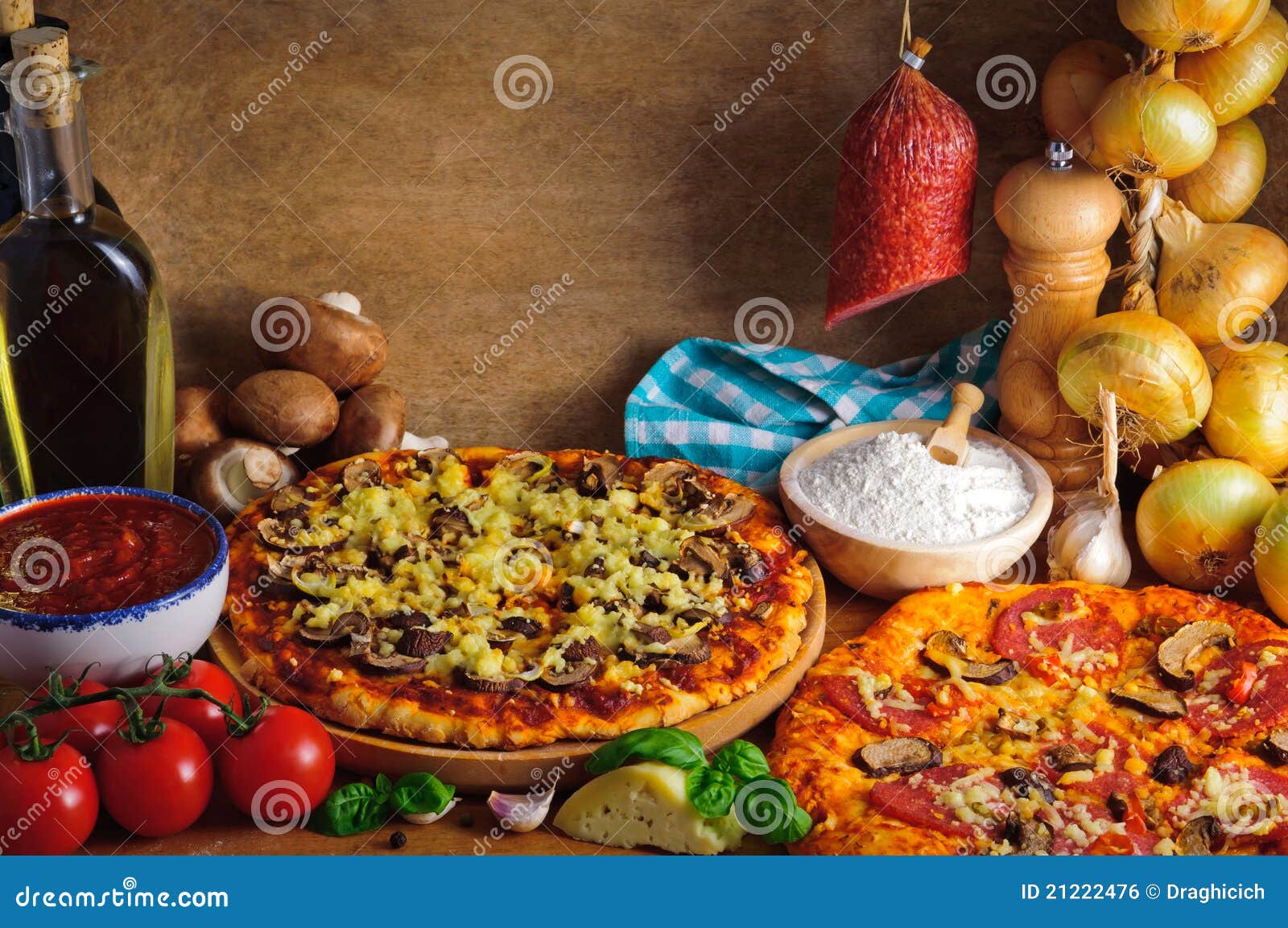 Traditional Pizza Ingredients Stock Photo - Image of cheese, restaurant ...