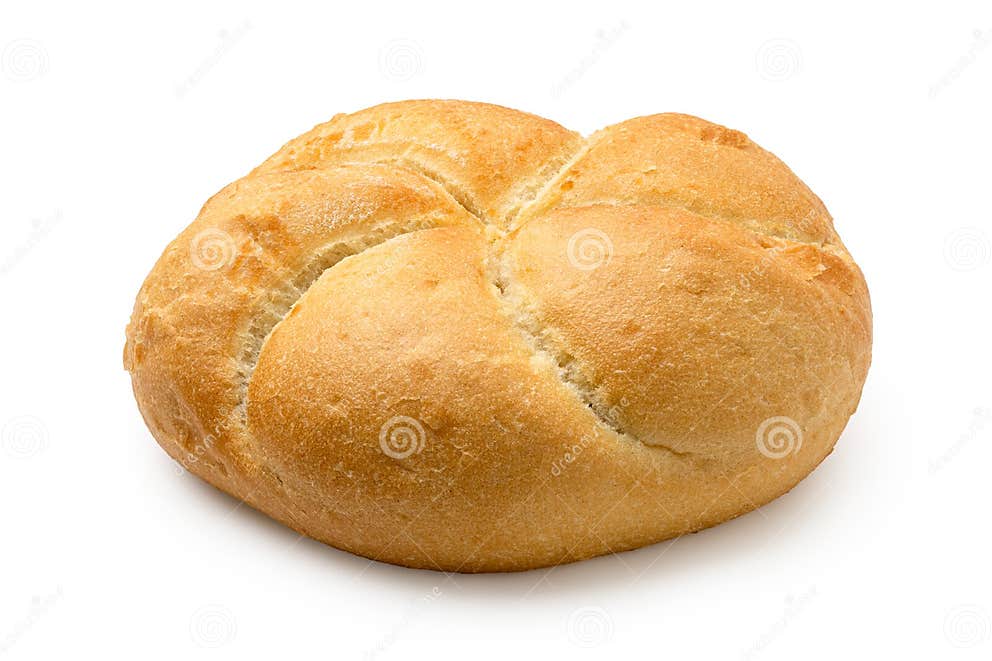Traditional Plain Kaiser Roll Isolated on White Stock Photo - Image of ...