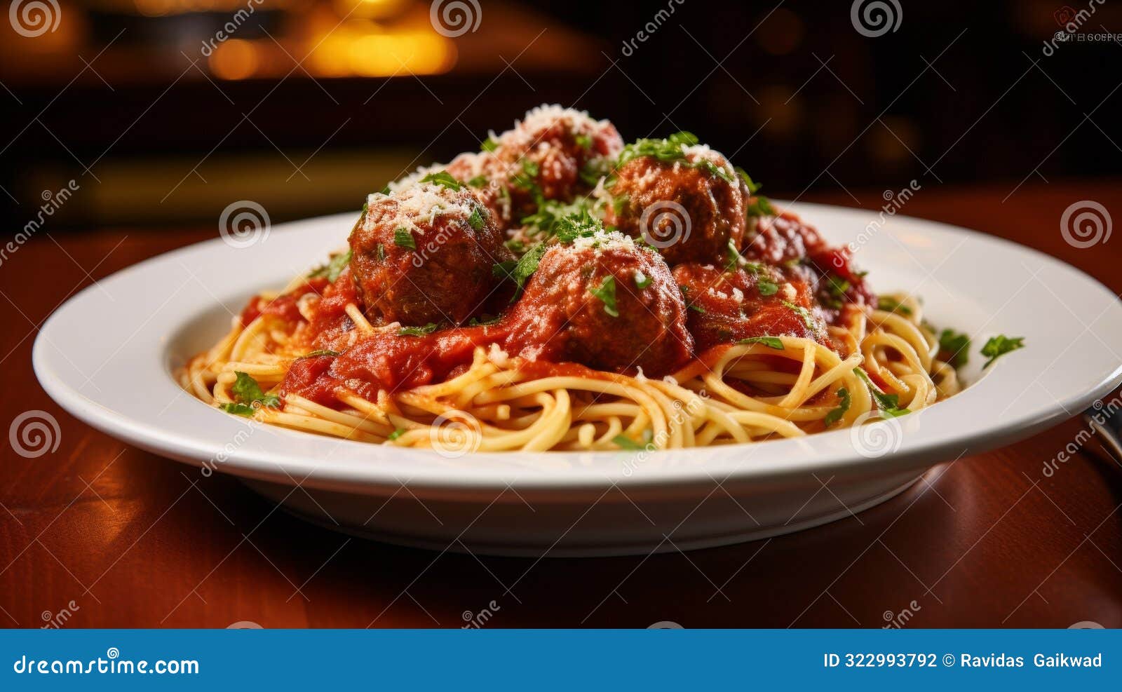 Traditional Plate Spaghetti Meatballs Stock Illustration - Illustration ...