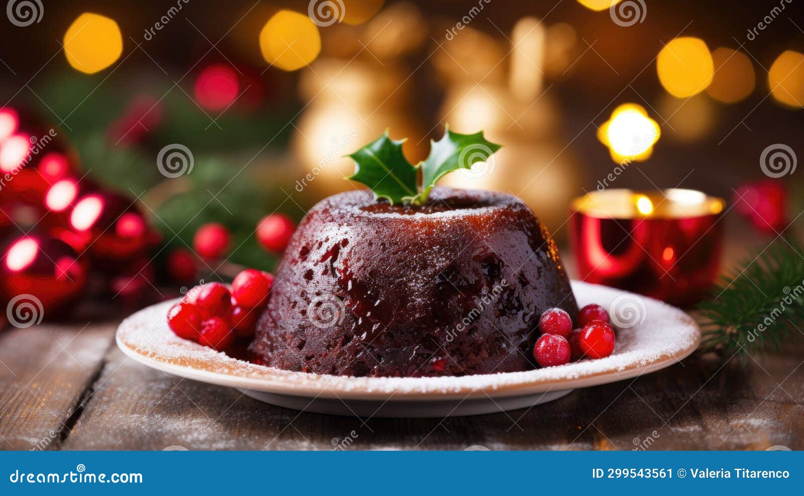 Traditional Plum Pudding on the Festive Christmas Table Stock Image ...