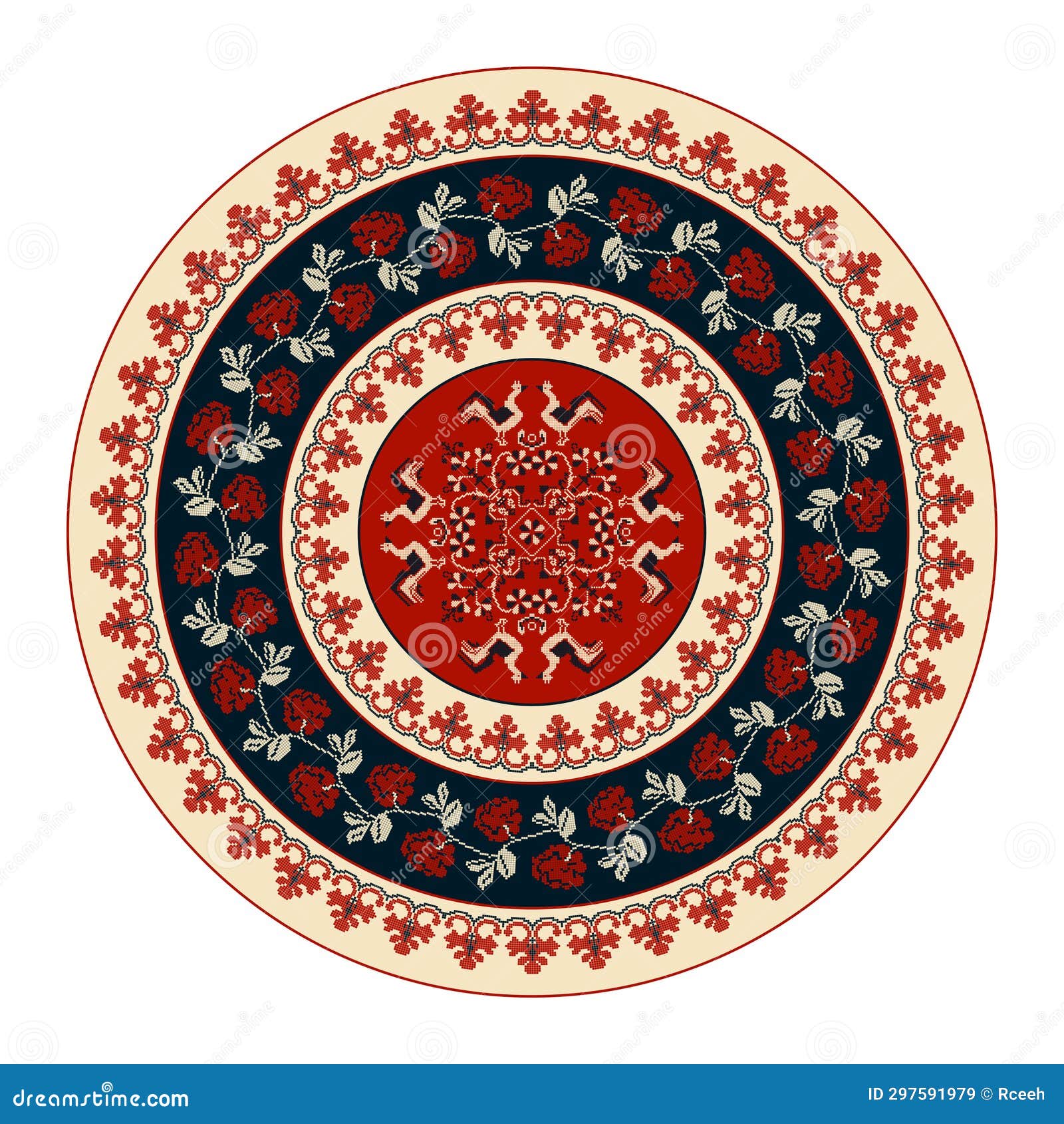 Traditional Polish Embroidery Round Symbol 8 Stock Illustration ...