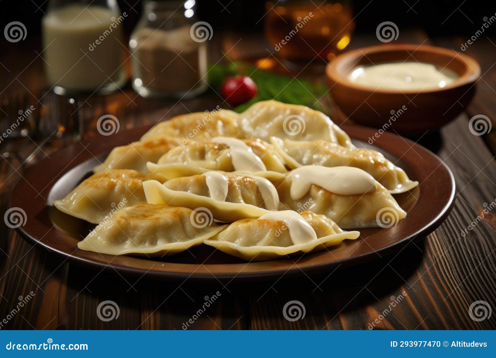 Traditional Polish Pierogi on a Ceramic Plate Stock Illustration ...