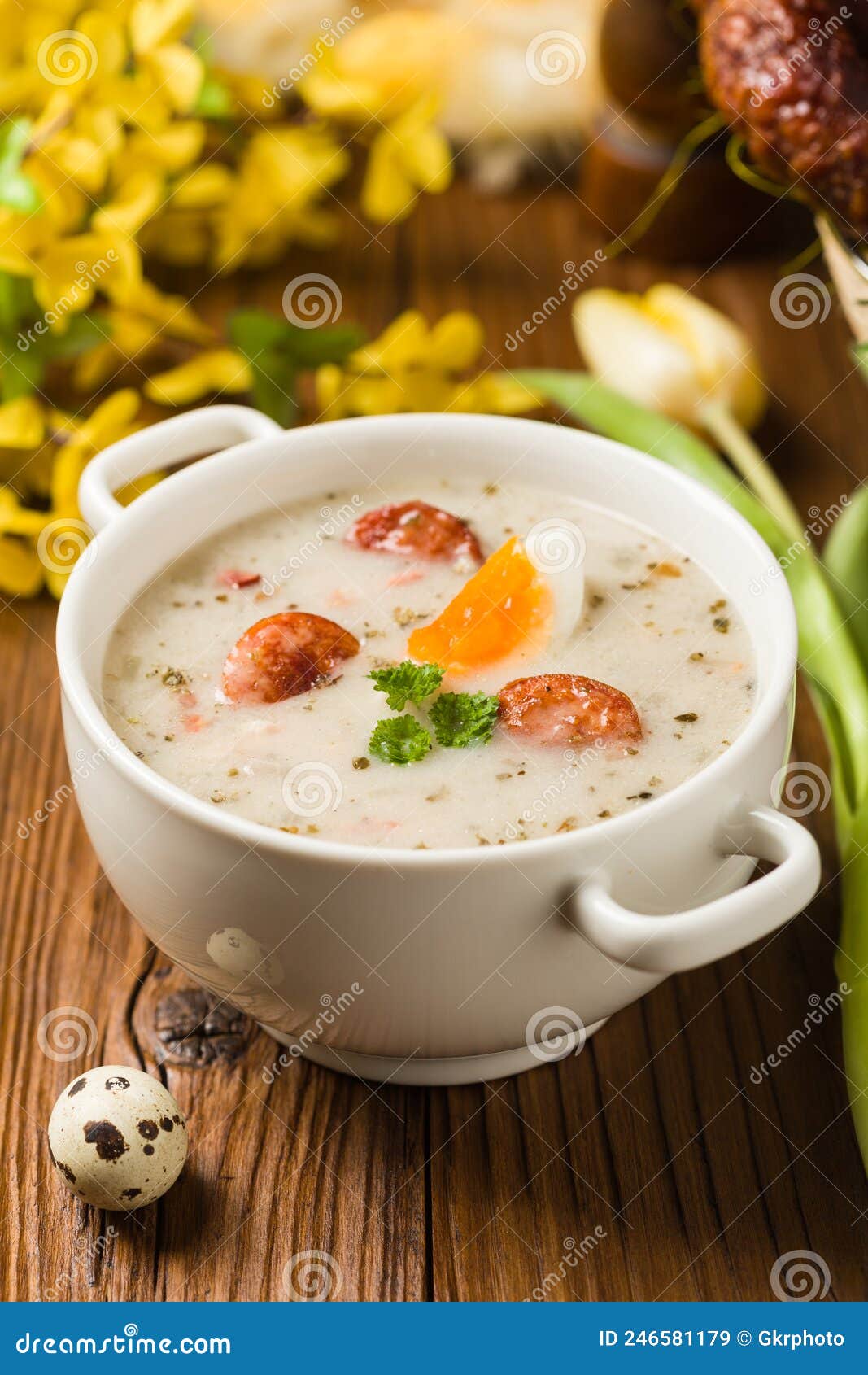 Traditional Polish White Borsch with Easter Decoration Stock Image ...