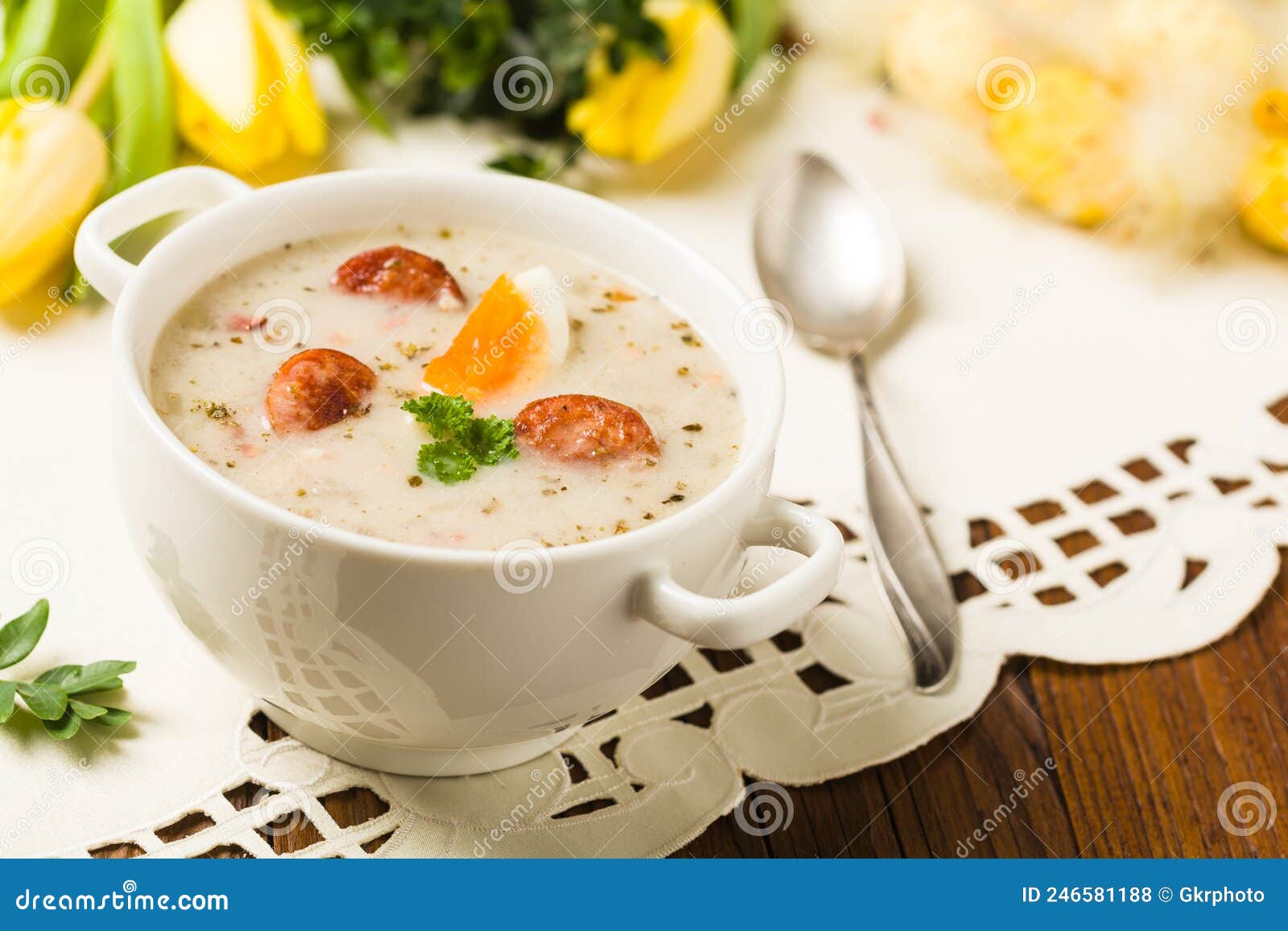 Traditional Polish White Borsch with Easter Decoration Stock Photo ...