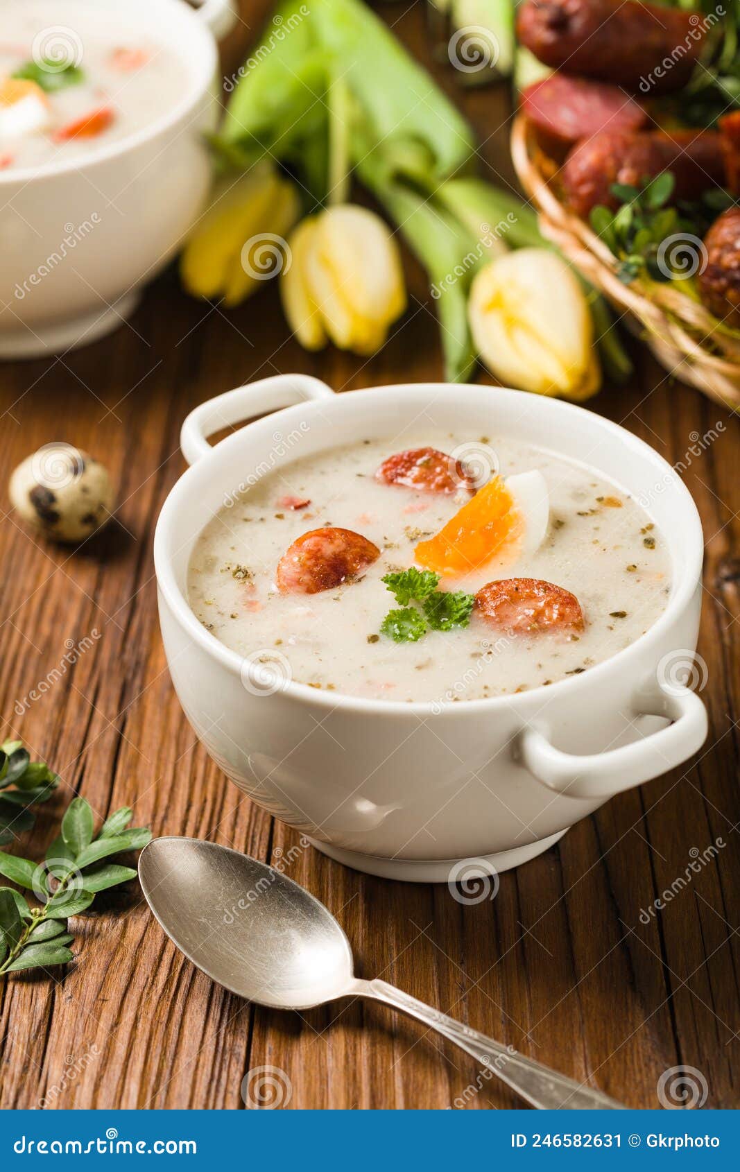 Traditional Polish White Borsch with Easter Decoration Stock Image ...