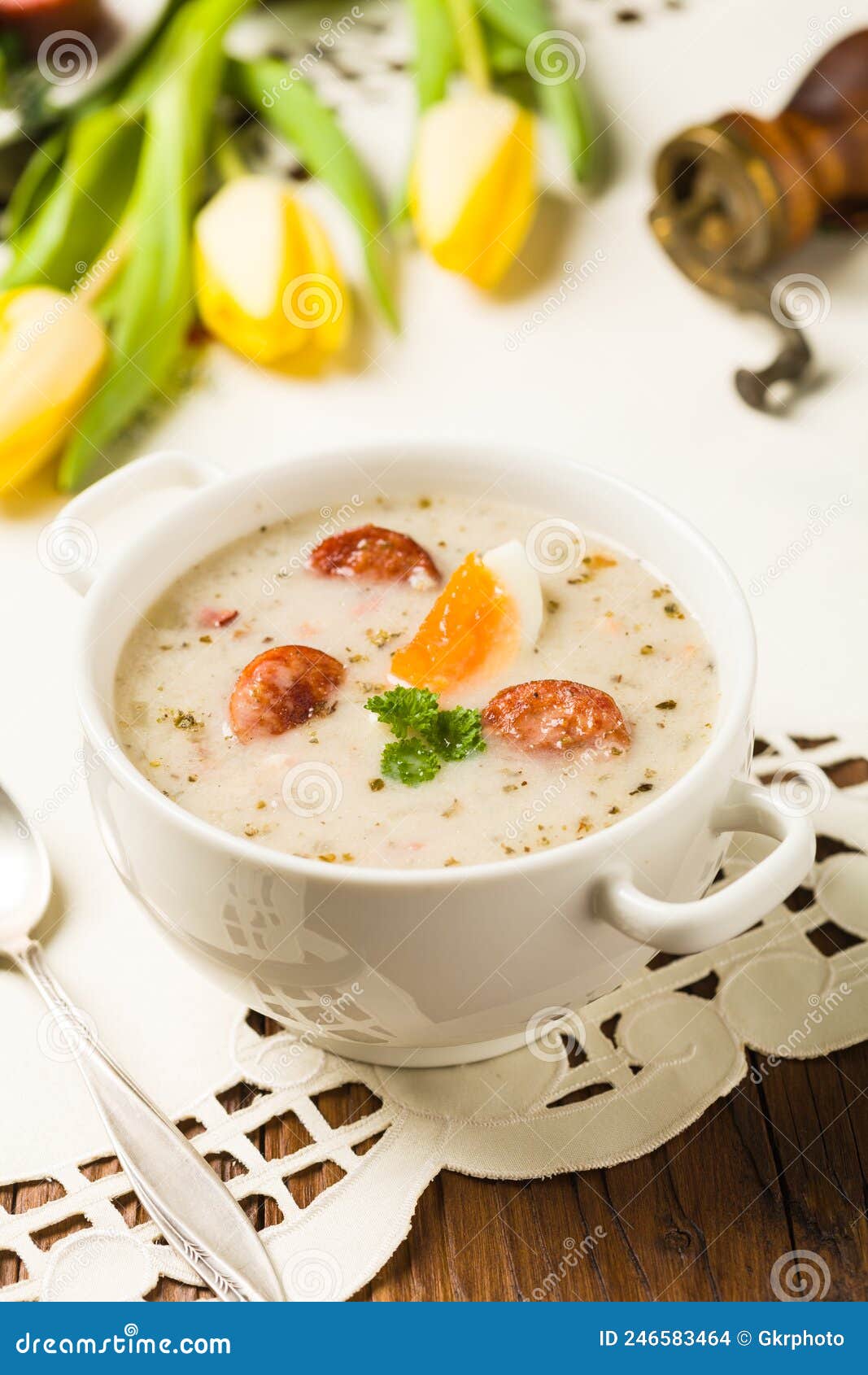 Traditional Polish White Borsch with Easter Decoration Stock Photo ...