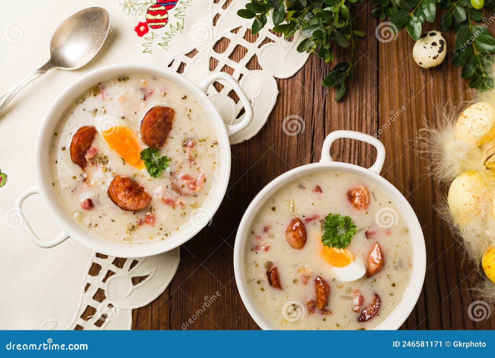 Traditional Polish White Borsch with Easter Decoration Stock Image ...