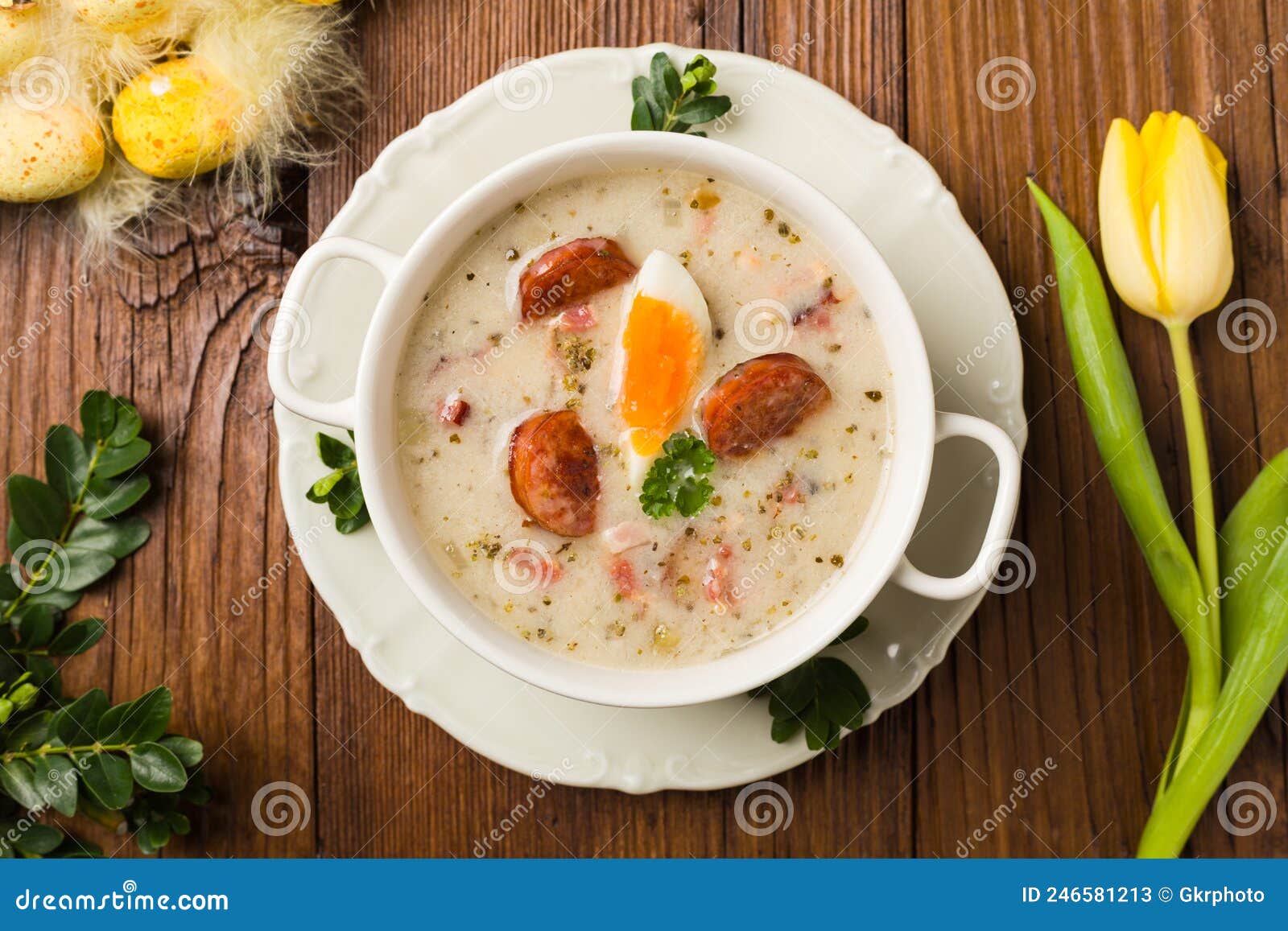 Traditional Polish White Borsch with Easter Decoration Stock Image ...