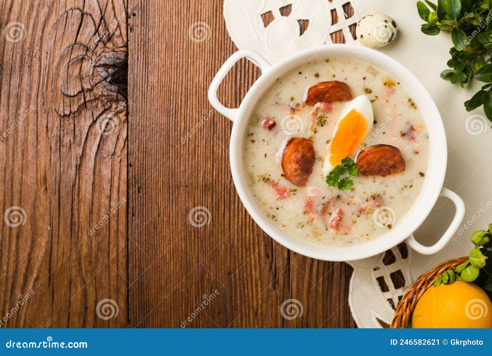 Traditional Polish White Borsch with Easter Decoration Stock Image ...