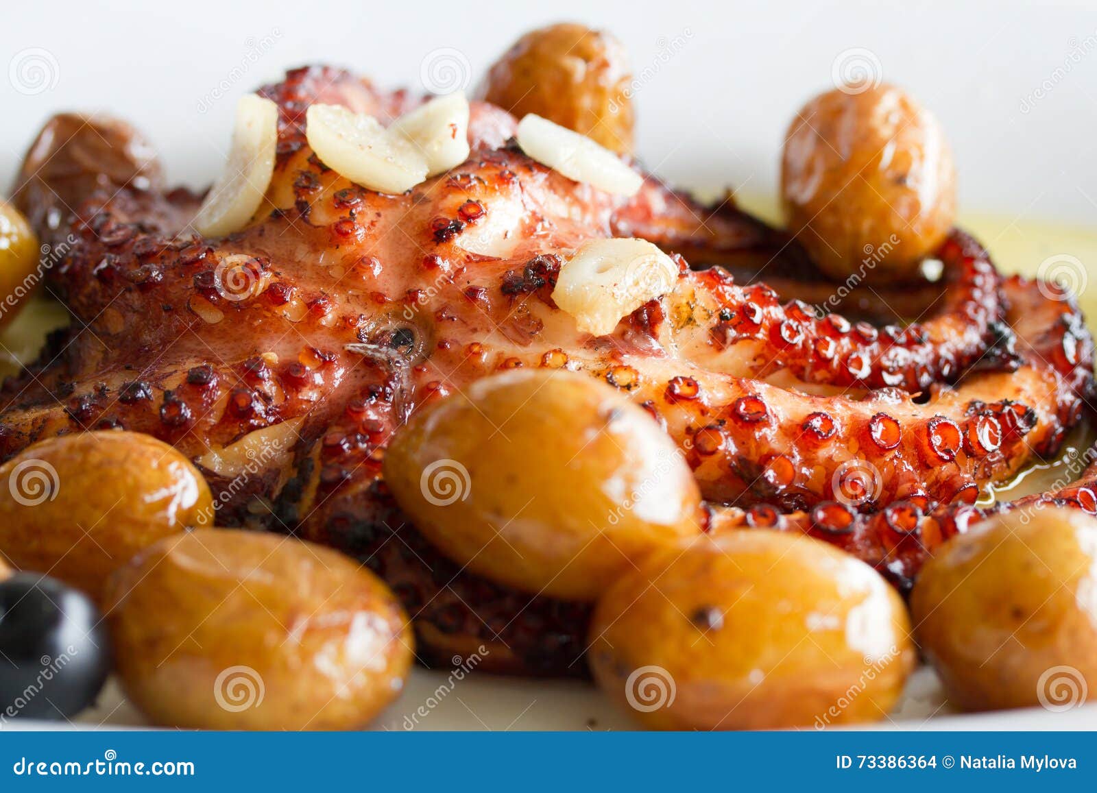 Traditional Portuguese Dish Octopus Stock Photo - Image of table ...
