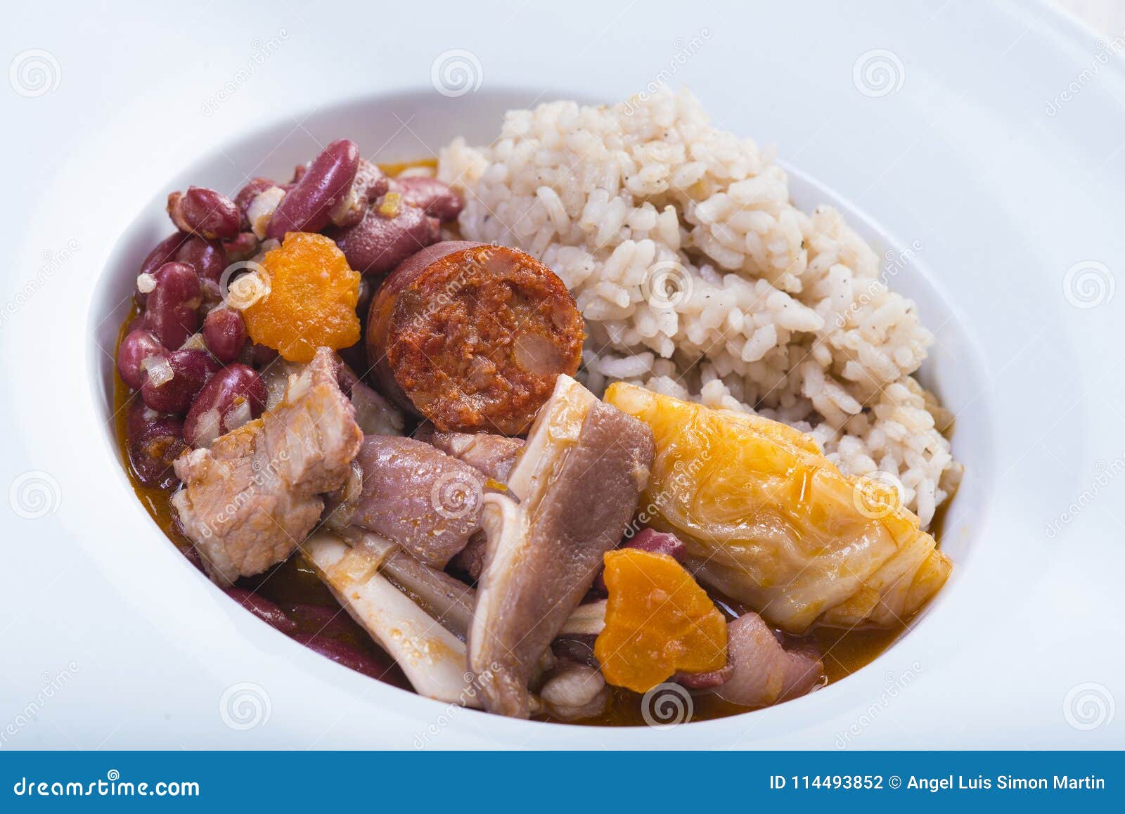 Portuguese feijoada stock photo. Image of leaves, dish - 114493852