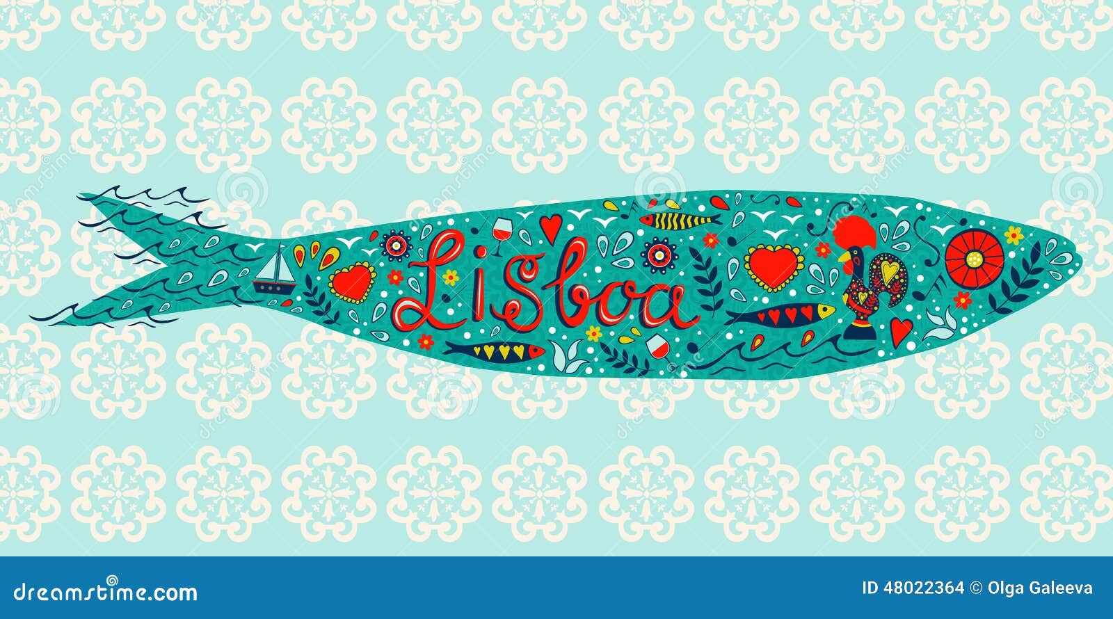 Traditional Portuguese Sardine With Tipical Icons Stock Vector - Image ...