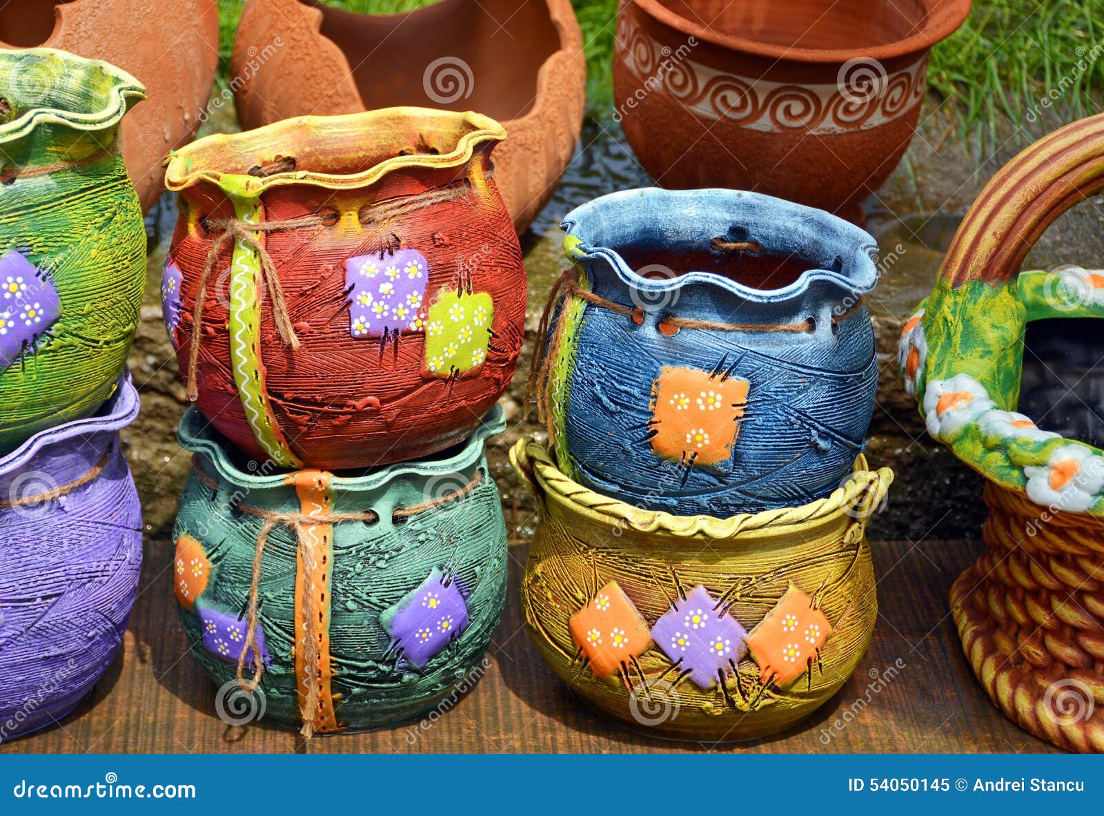 Traditional Pottery in Romania Stock Image - Image of painted, pots ...