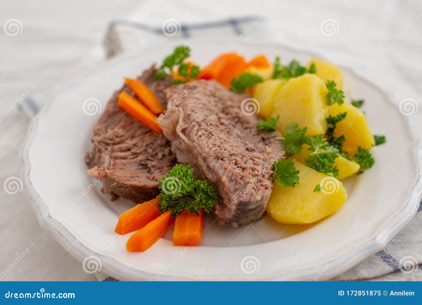 Traditional Prime Boiled Beef with Root Vegetables, Viennese Tafelspitz ...