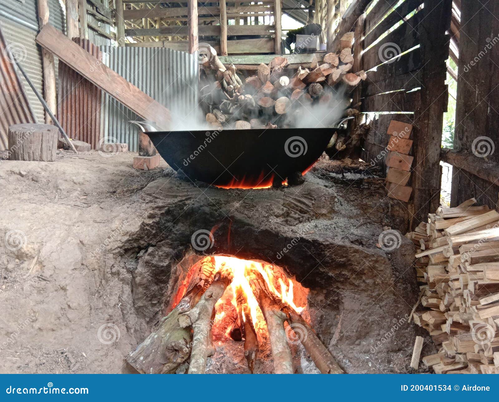 Traditional Process of Making Palm Sugar, Cooking Raw Palm Extract on ...