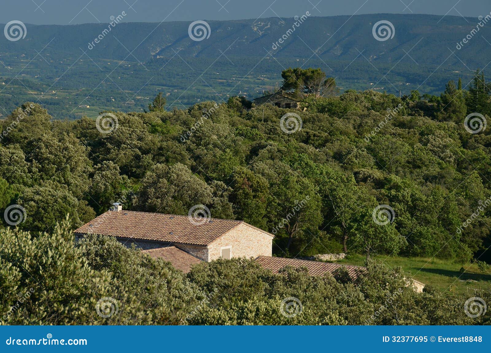 Traditional Provencal House Under Luberon Mountains Stock Image - Image ...
