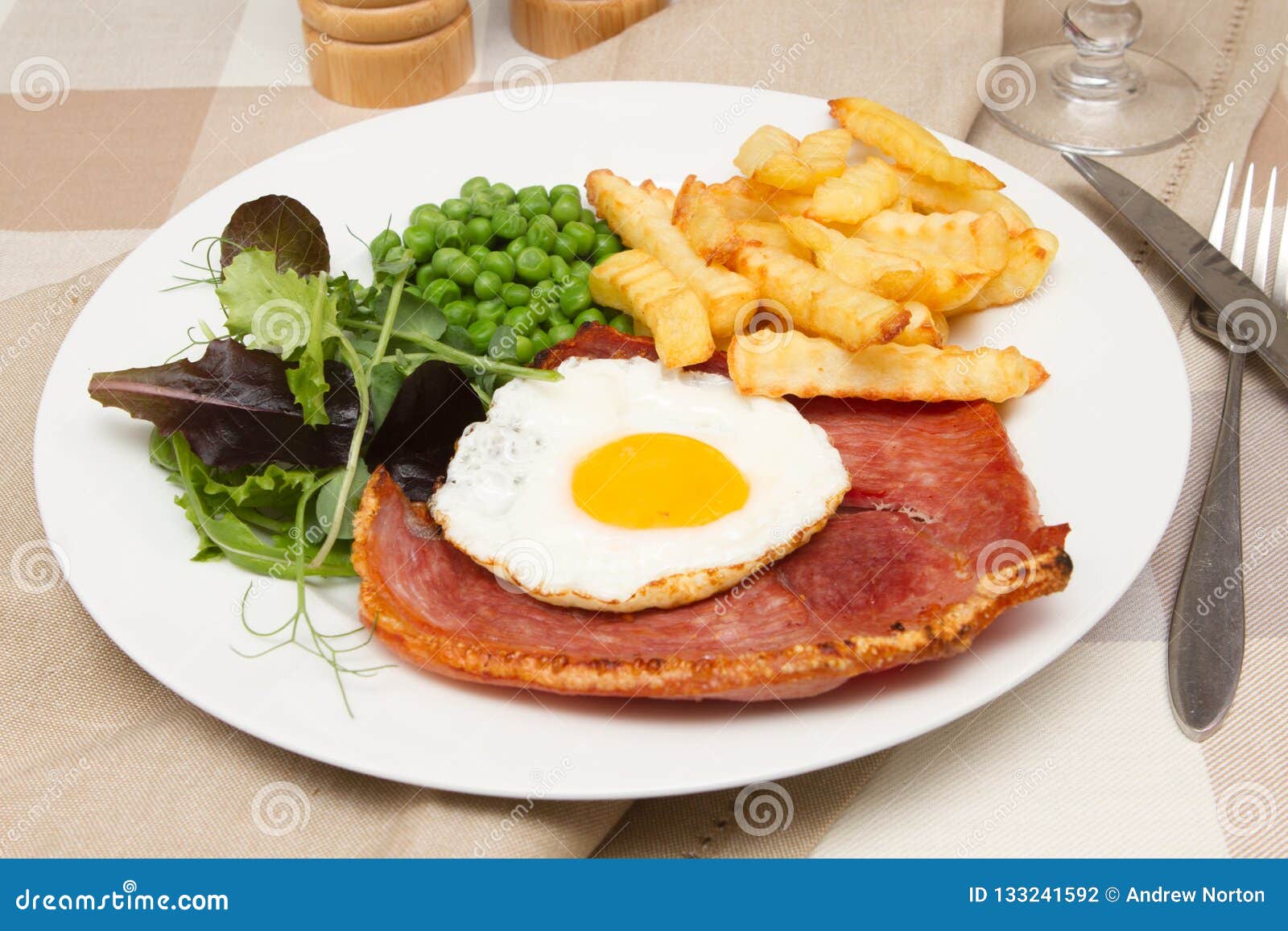 Gammon Steak with a Fried Egg Stock Photo - Image of traditional, salad ...