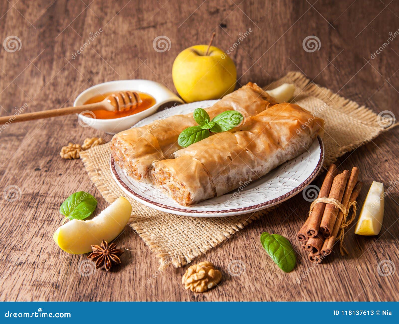 Traditional Puff Pastry Strudel with Apple Stock Image - Image of ...