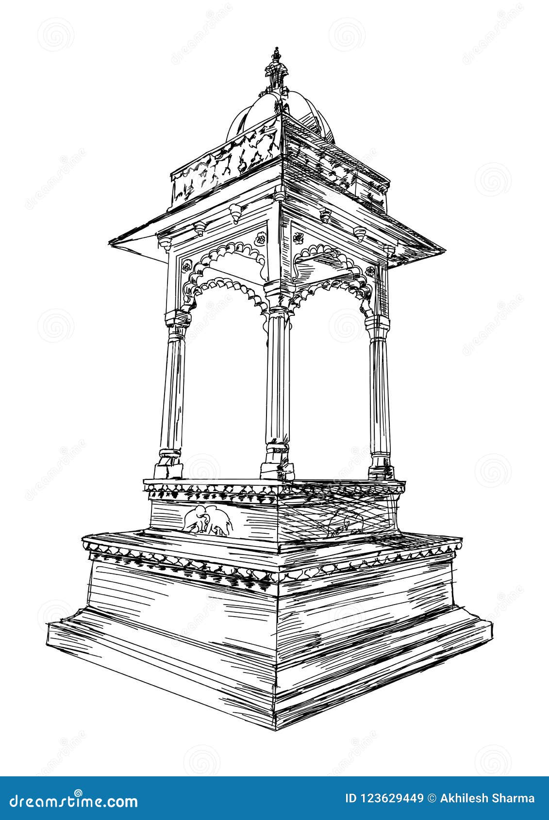 Traditional Rajasthan Architecture Building Arch Vector Illustration ...