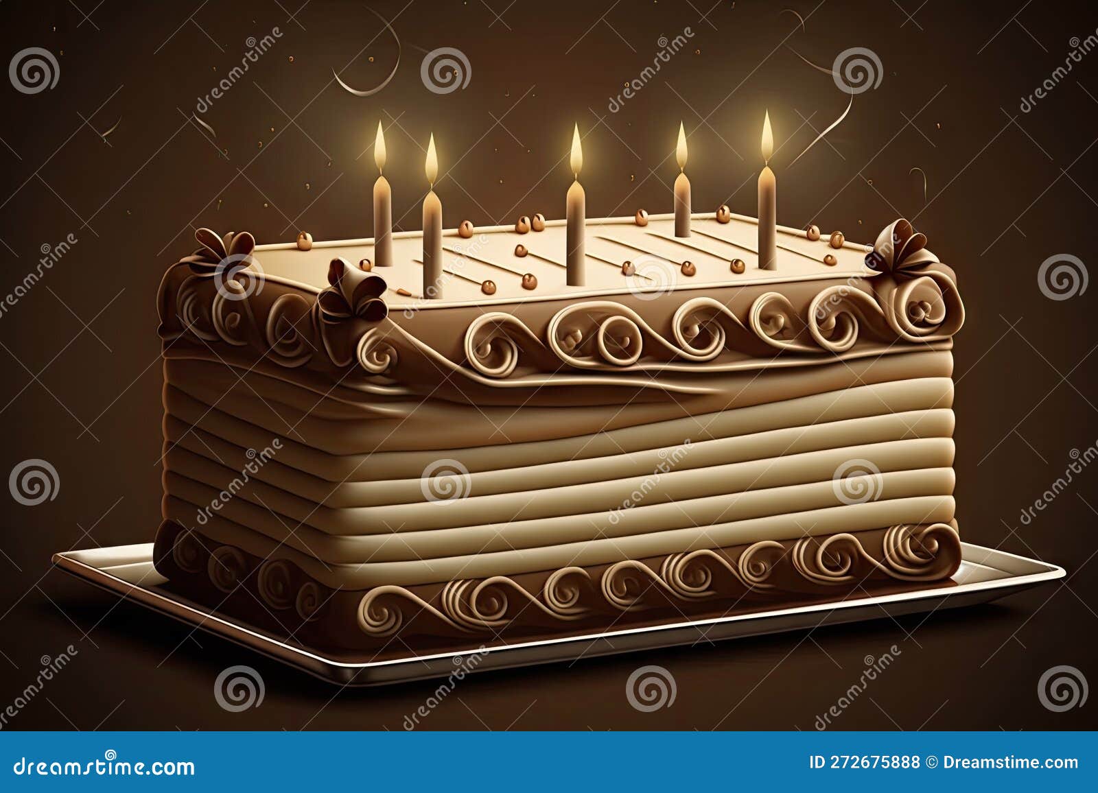 Traditional Rectangular Birthday Cake with Candles for Festive ...