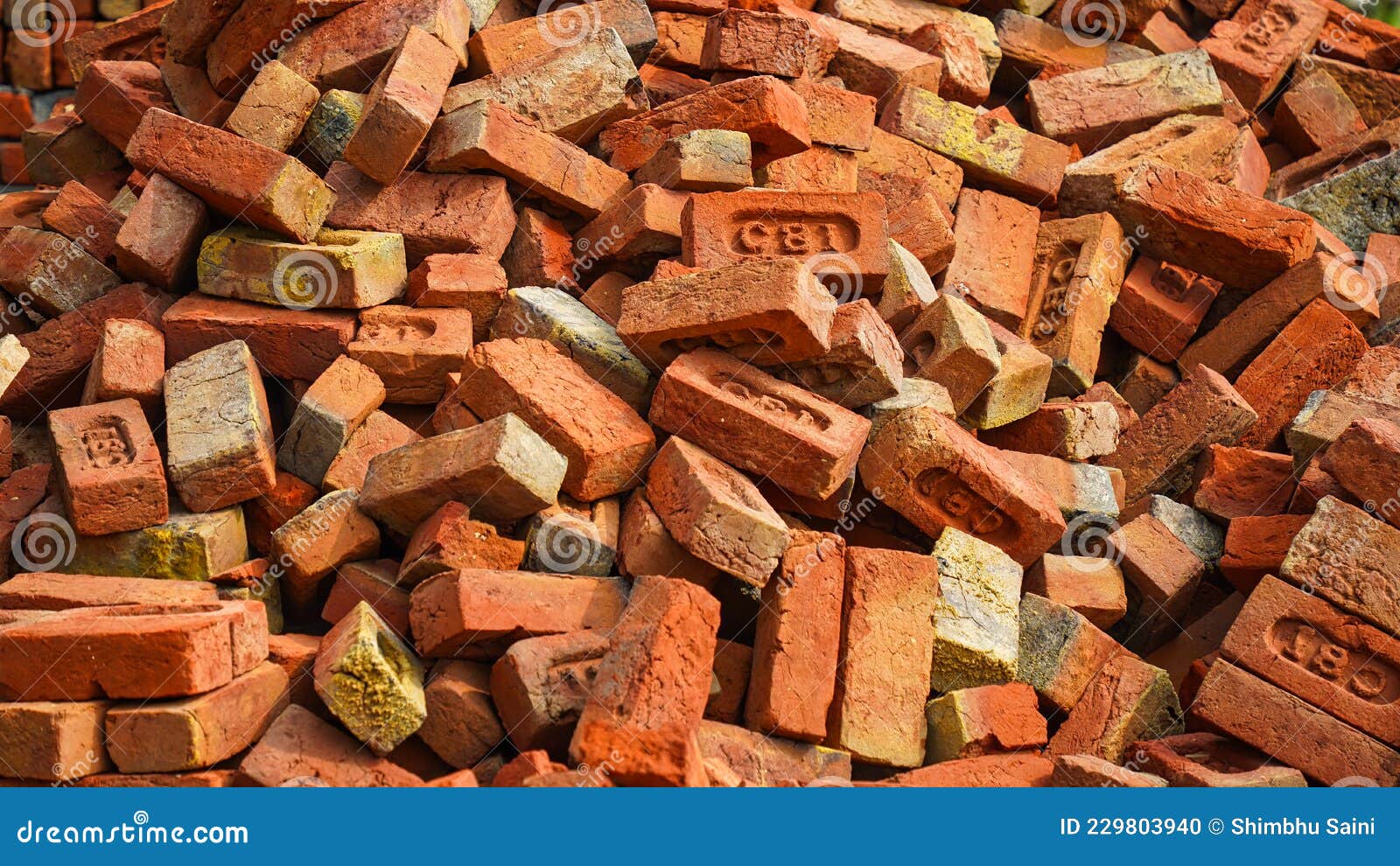 Traditional Red Bricks Stack Near a Construction Site in India. Rural ...