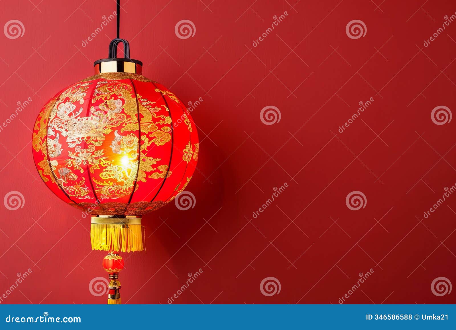 Traditional Red Chinese Lantern with Golden Patterns on Vibrant Red ...