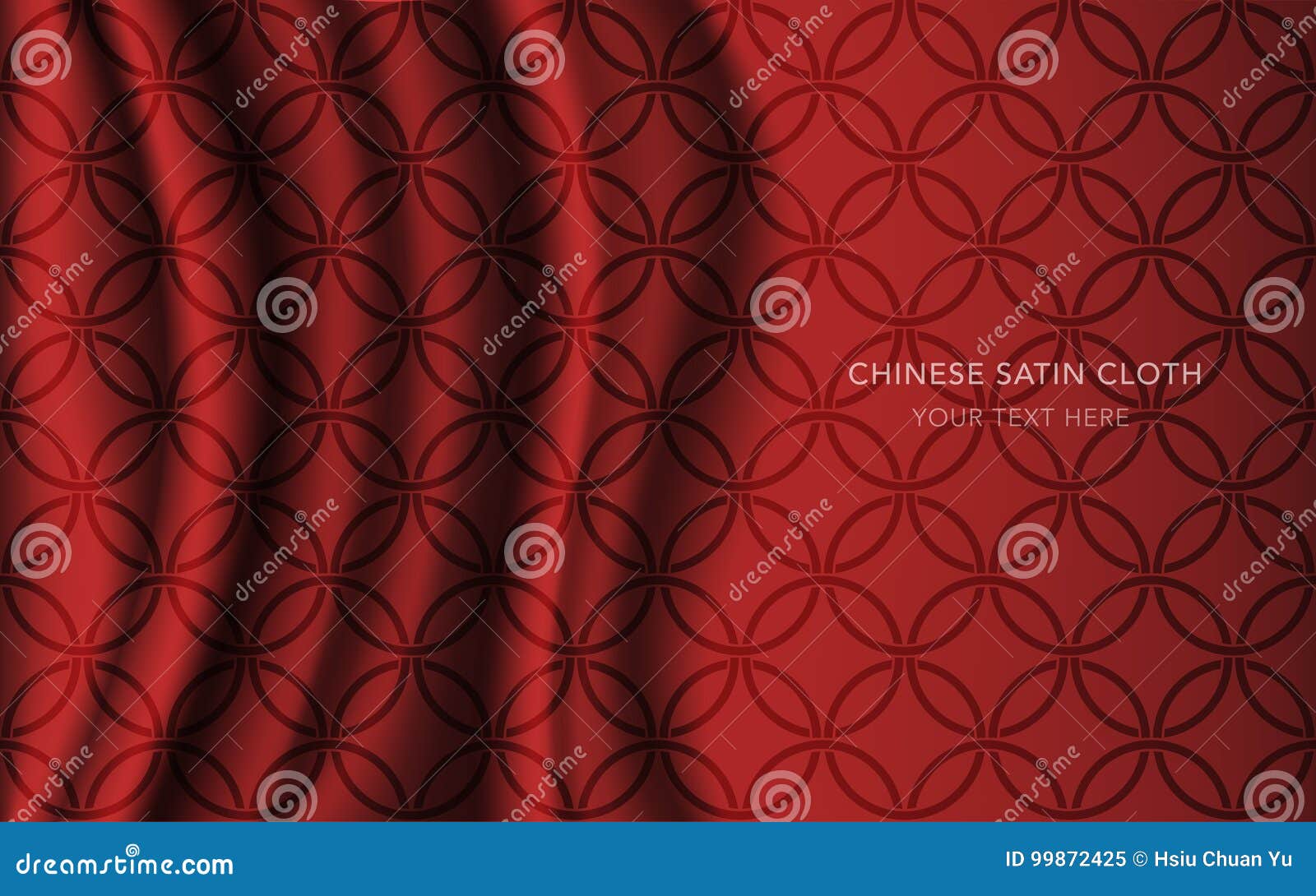 Traditional Red Chinese Silk Satin Fabric Cloth Background Round Stock ...