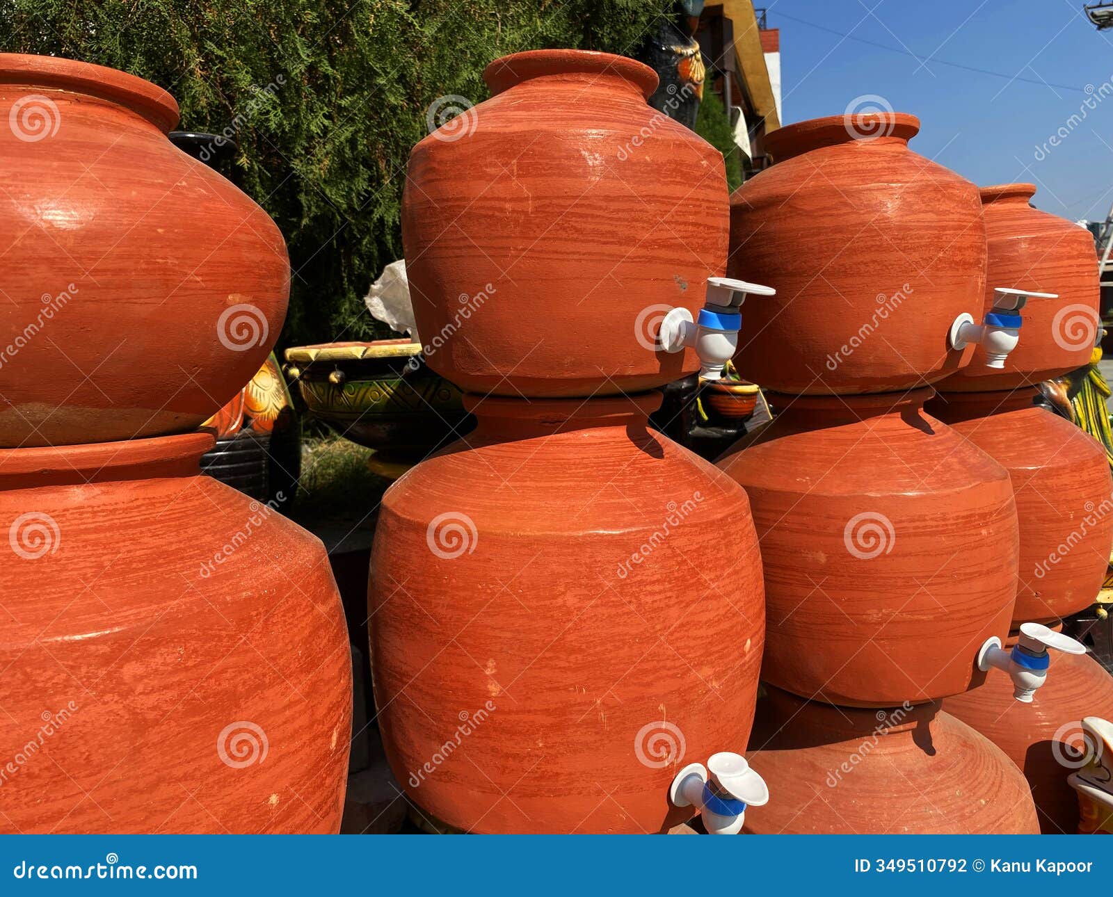 A Traditional Red Earthen Pot with Tap Stock Photo - Image of ...