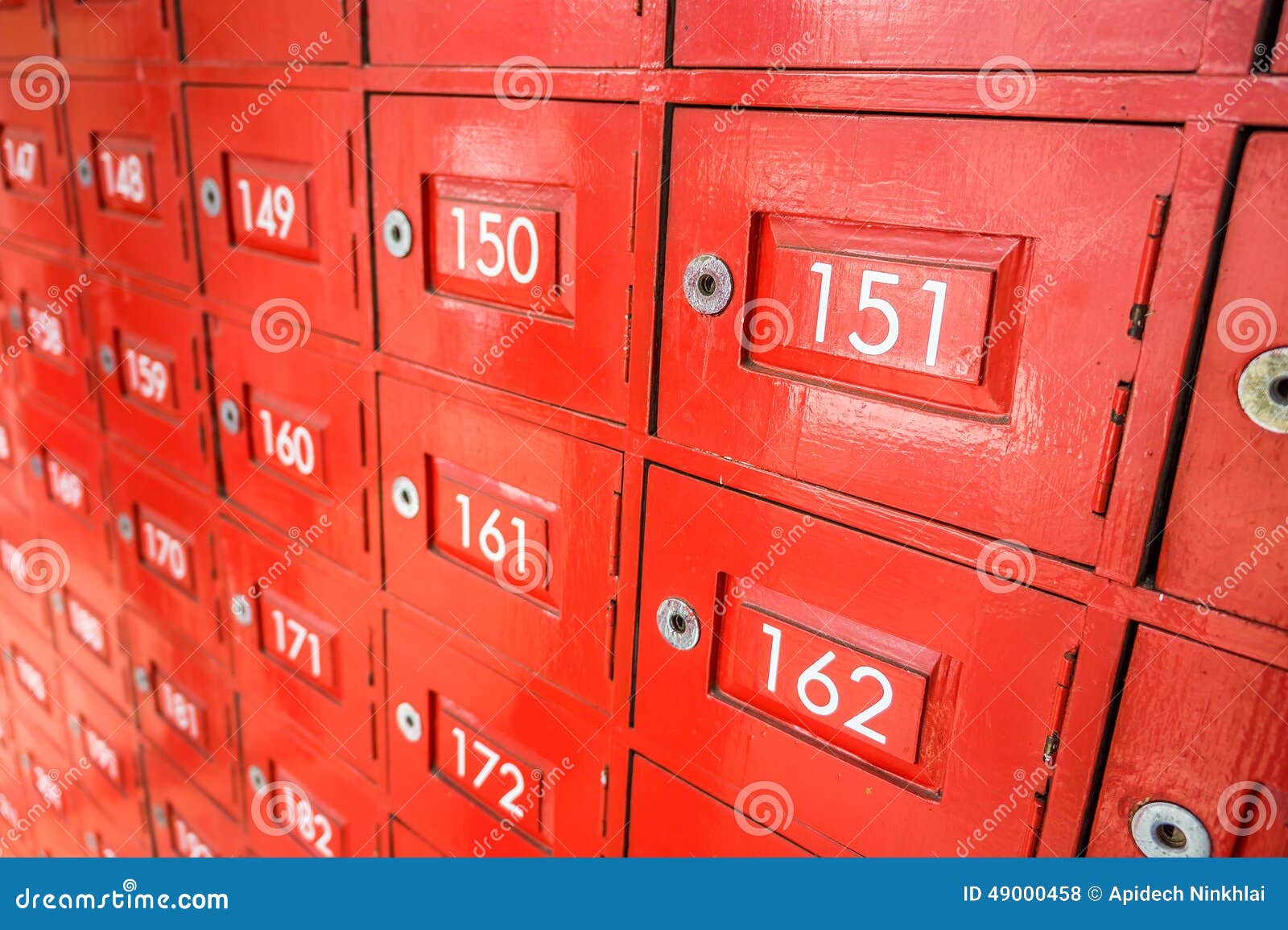 The Traditional Red Lockers Stock Photo - Image of five, case: 49000458