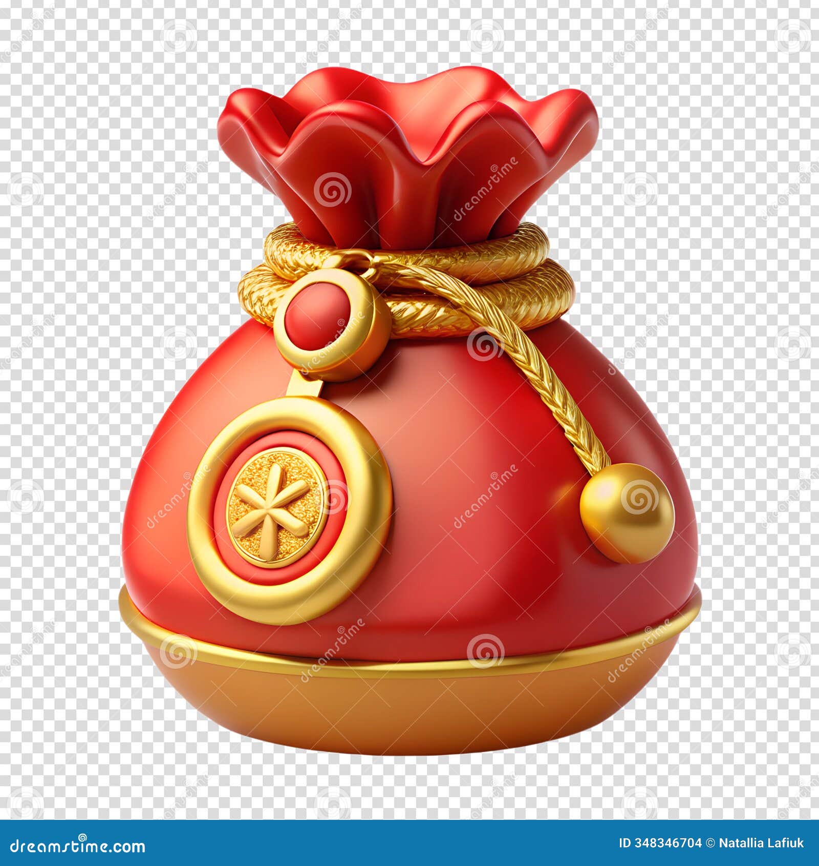 Traditional Red Lucky Gift Bag 3d Illustration Stock Illustration ...