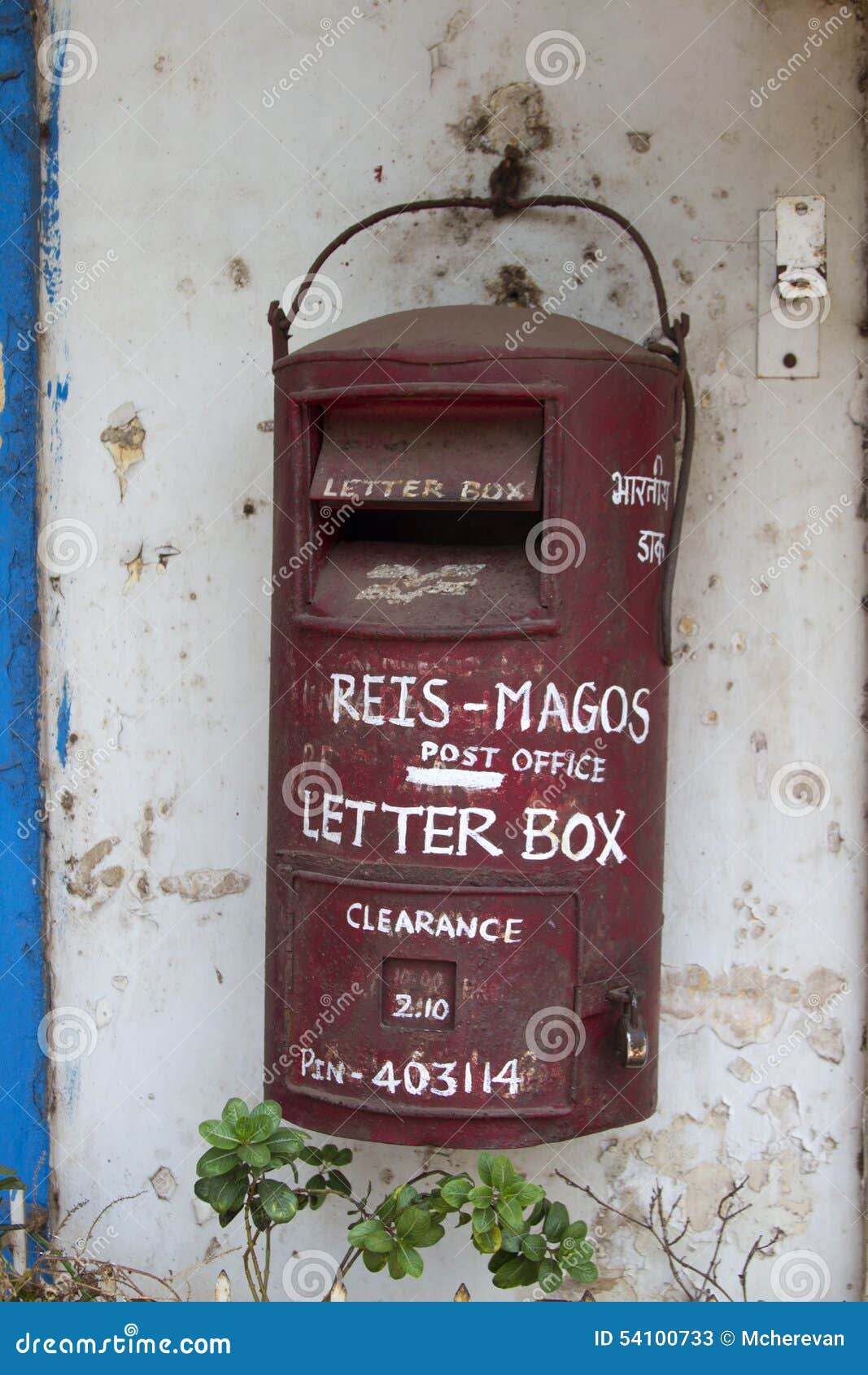Traditional Red Old Indian Mailbox. India Goa Editorial Stock Photo ...
