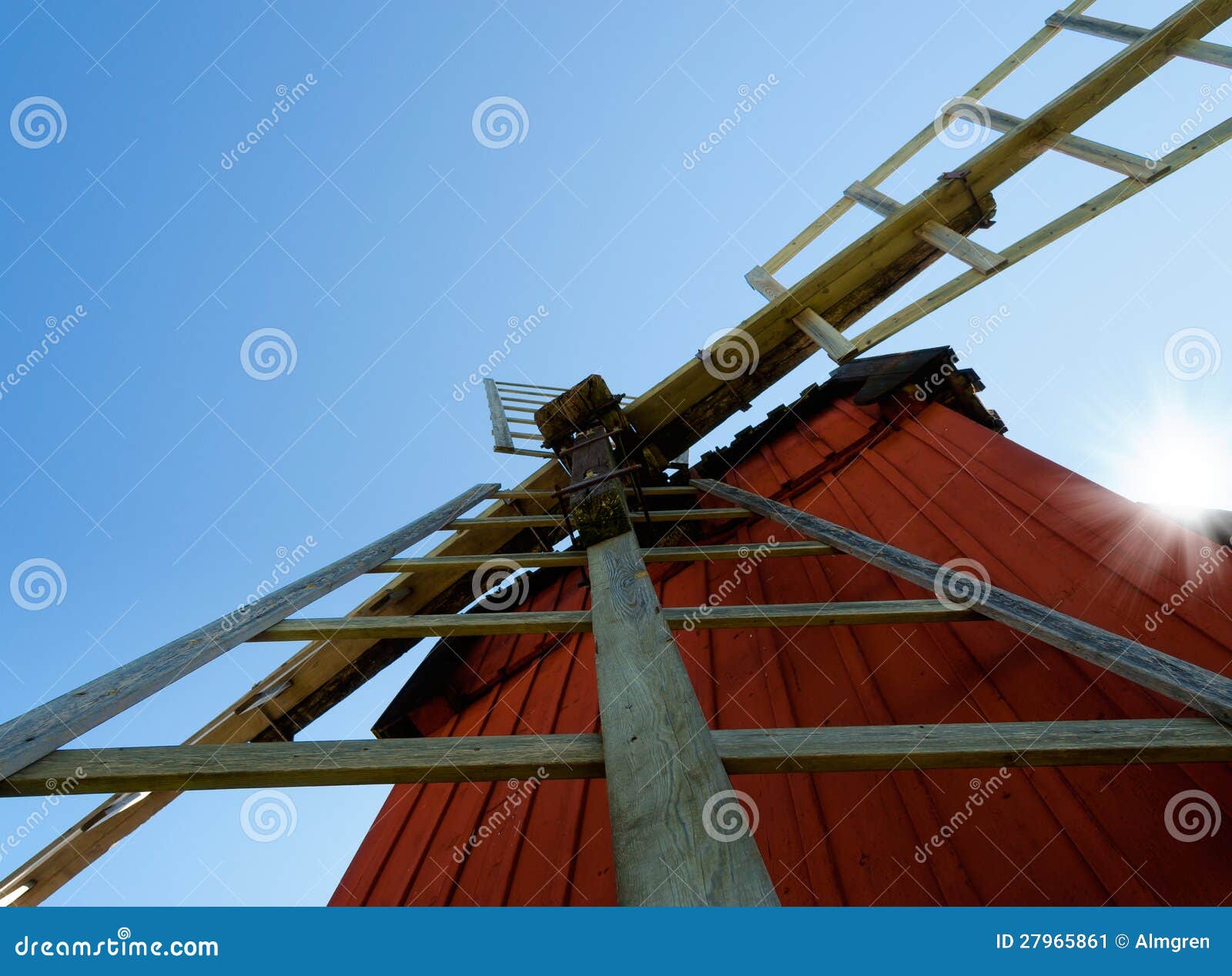 Traditional Red Painted Swedish Windmill Stock Image - Image of ...