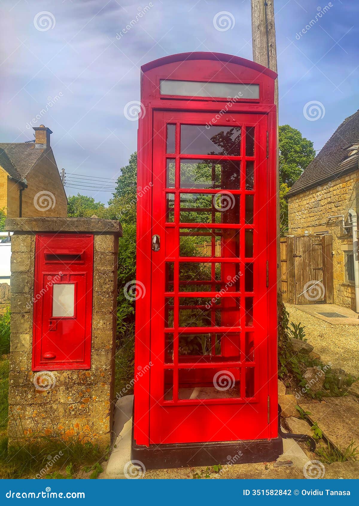 Traditional Red Telephone and Post Box in UK Stock Photo - Image of ...