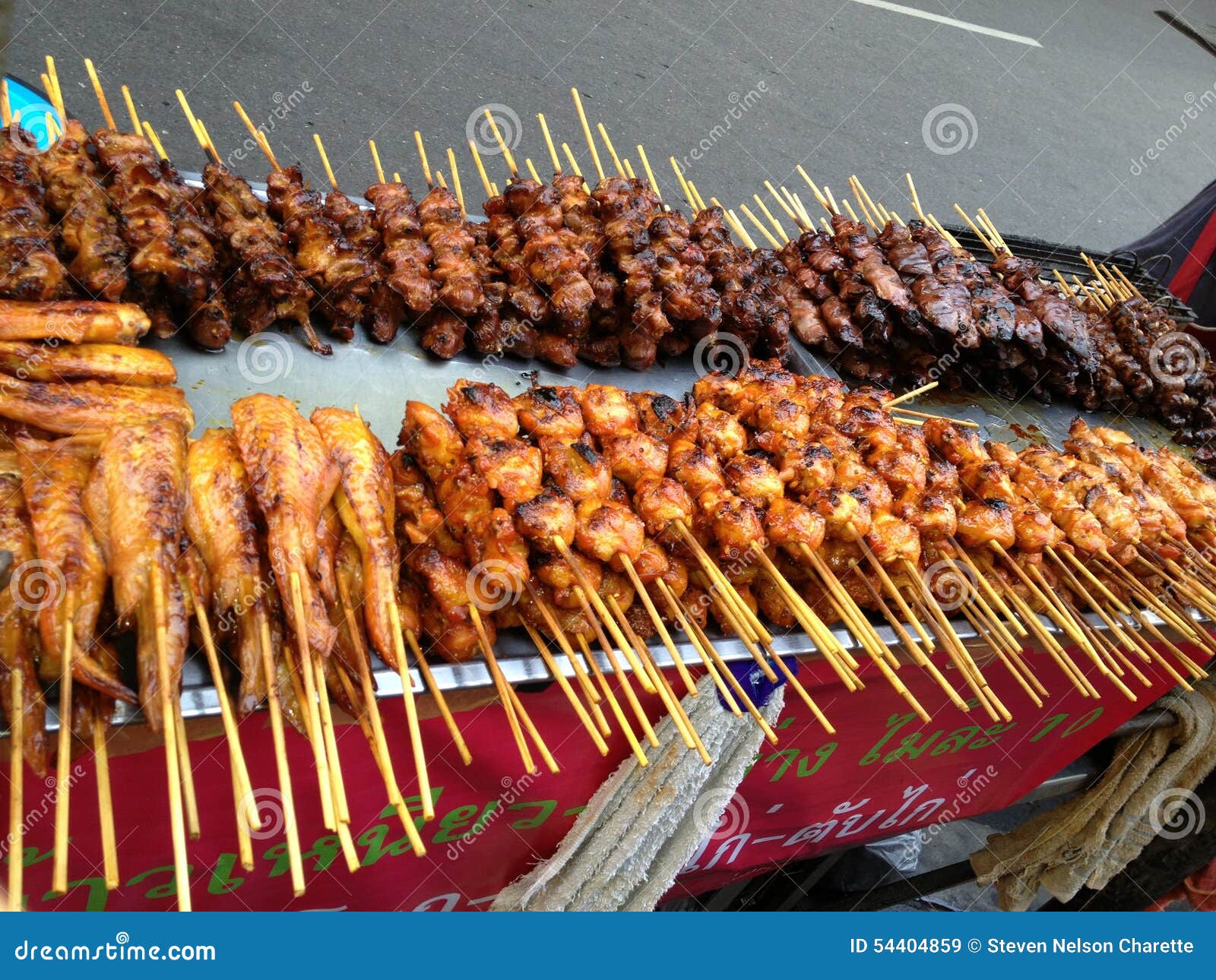 Traditional Roasted Pork Stick on Grill, Thailand. Stock Image - Image ...