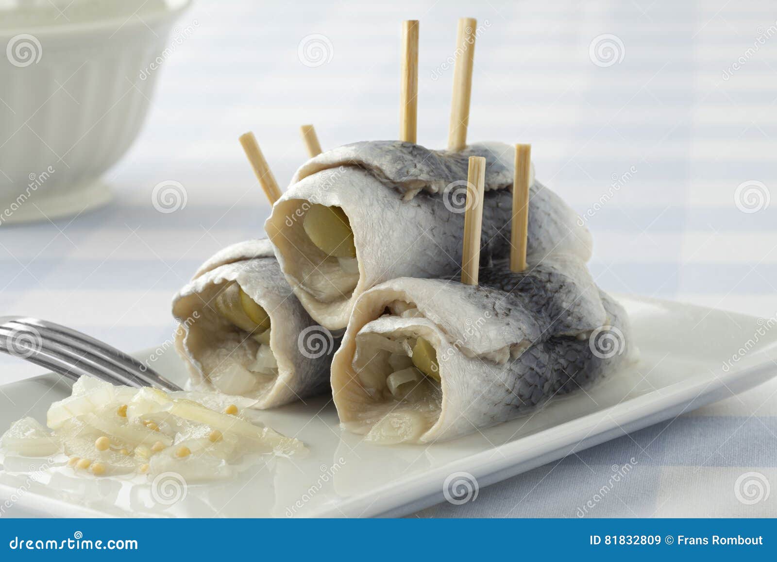 Traditional Rollmops on a Dish Stock Image - Image of snack, fish: 81832809