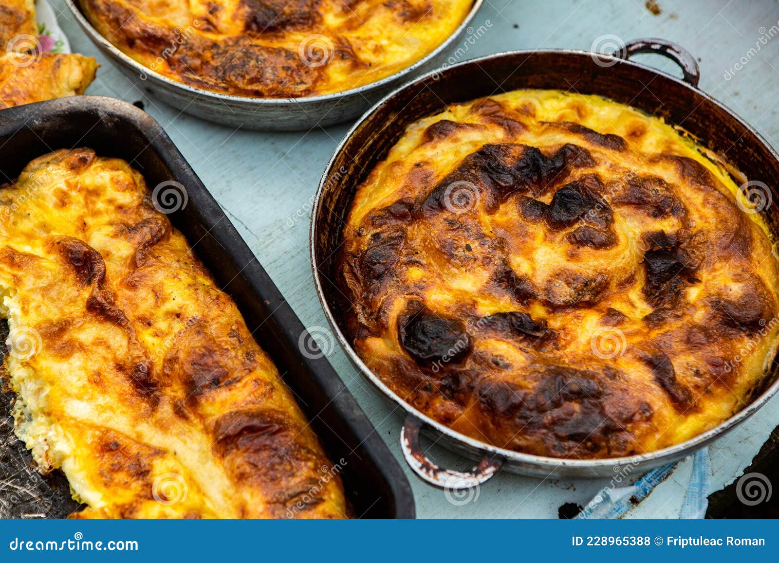 Traditional Romanian Baked House Pie with Cheese. Stock Photo - Image ...