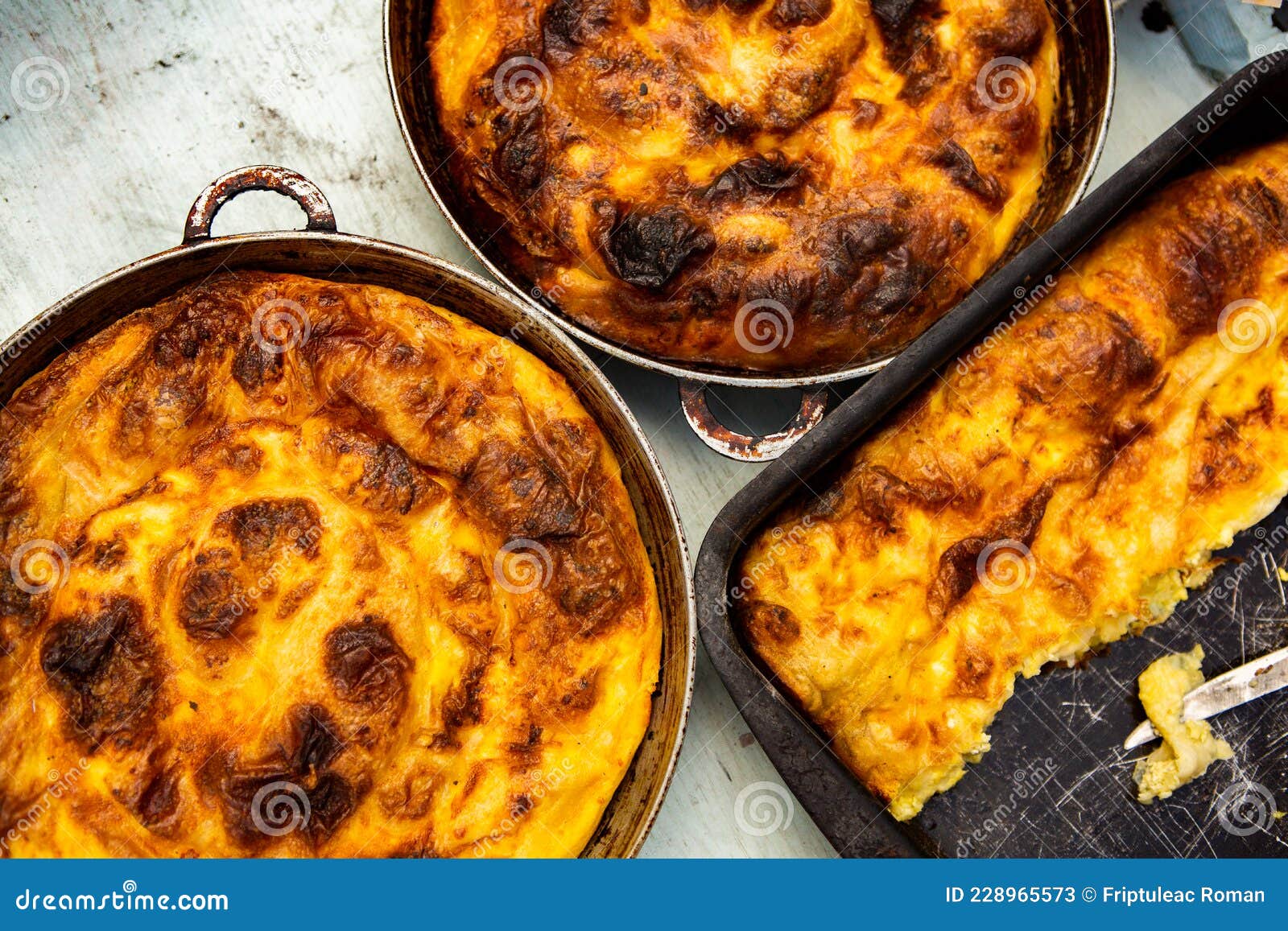 Traditional Romanian Baked House Pie with Cheese. Stock Image - Image ...