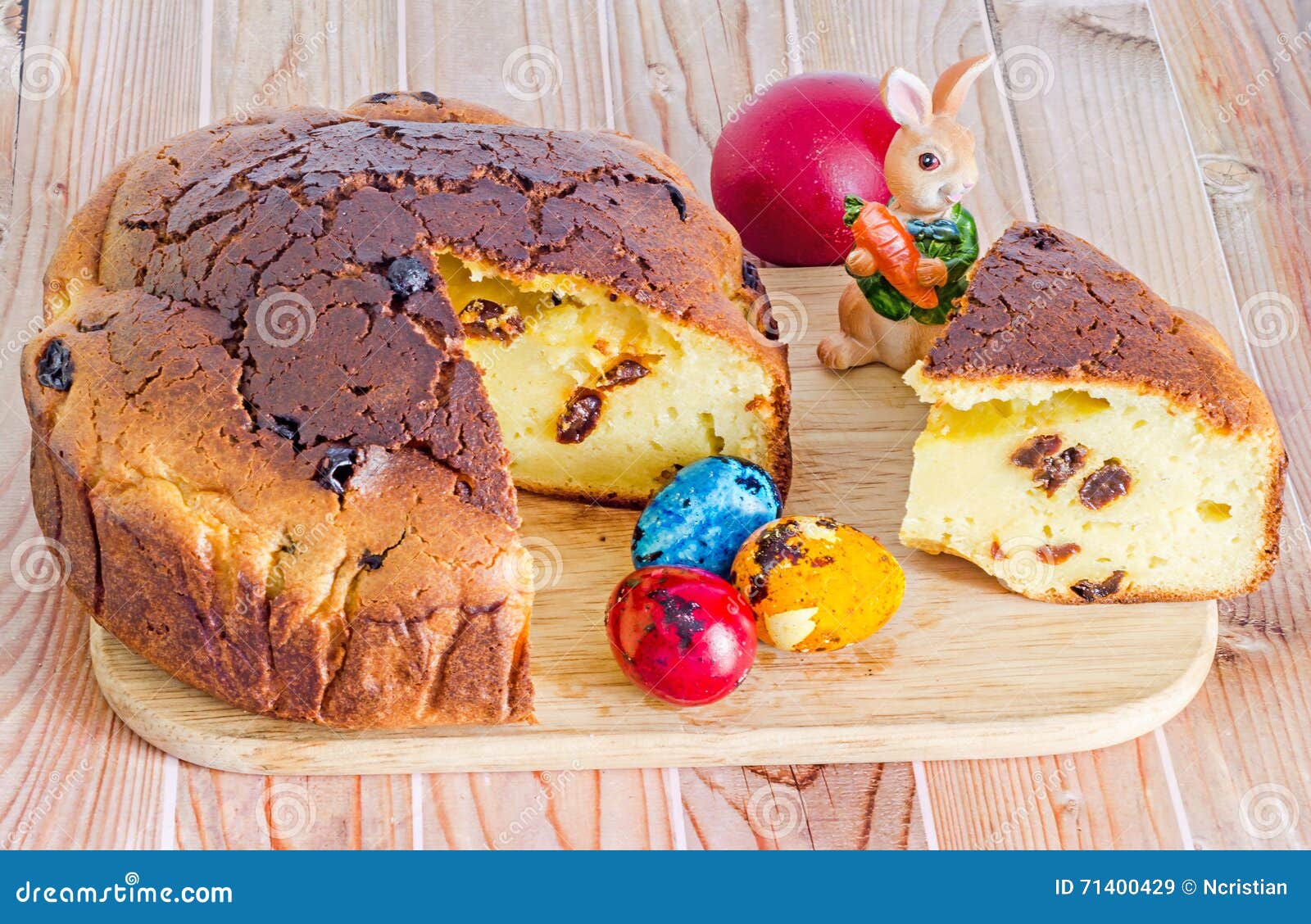 Traditional Romanian Cake Called Pasca with Colored Easter Eggs, Bunny ...