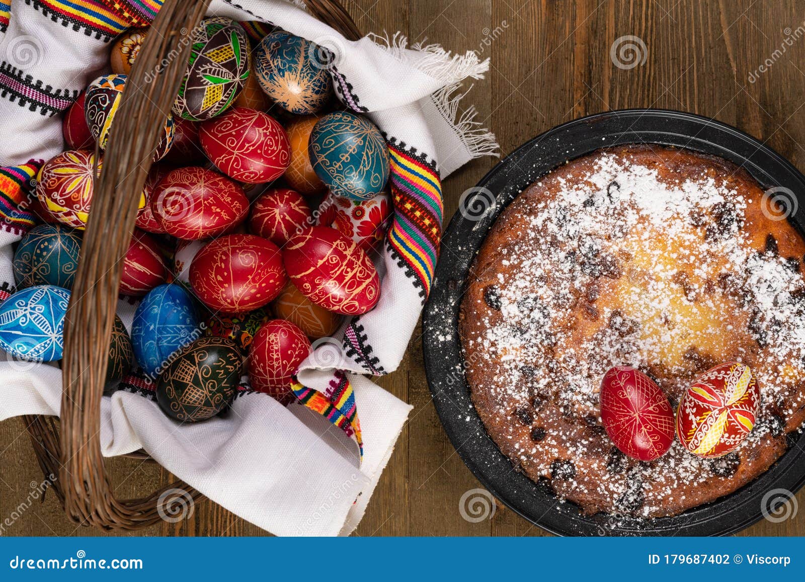 Holy Week Easter Eggs and Pasca, a Romanian Traditional Cake for Easter ...