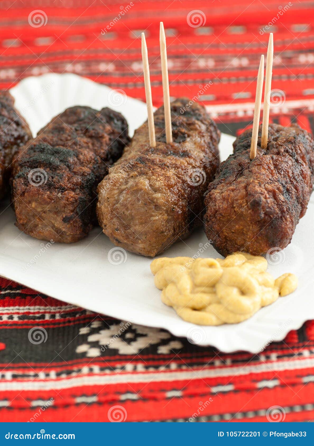 Meat Rolls Romanian Mici Mititei with Mustard Stock Image - Image of ...