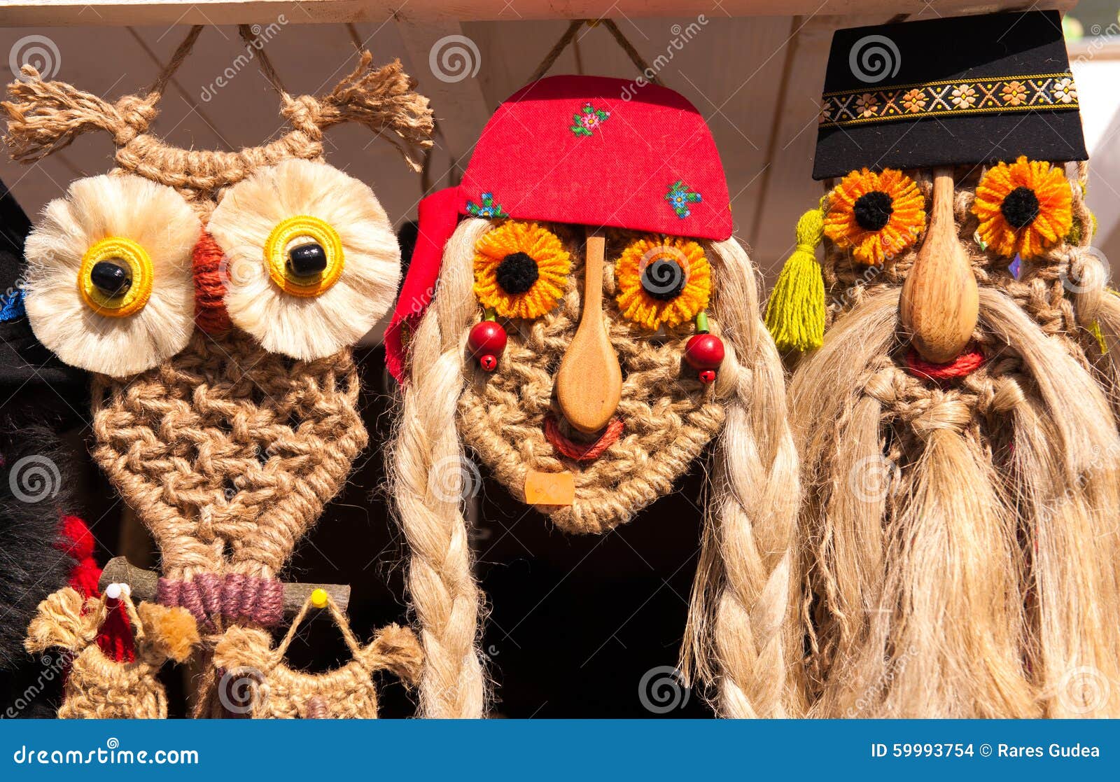 Traditional Romanian Handmade Funny Masks Souvenirs Stock Photo - Image ...