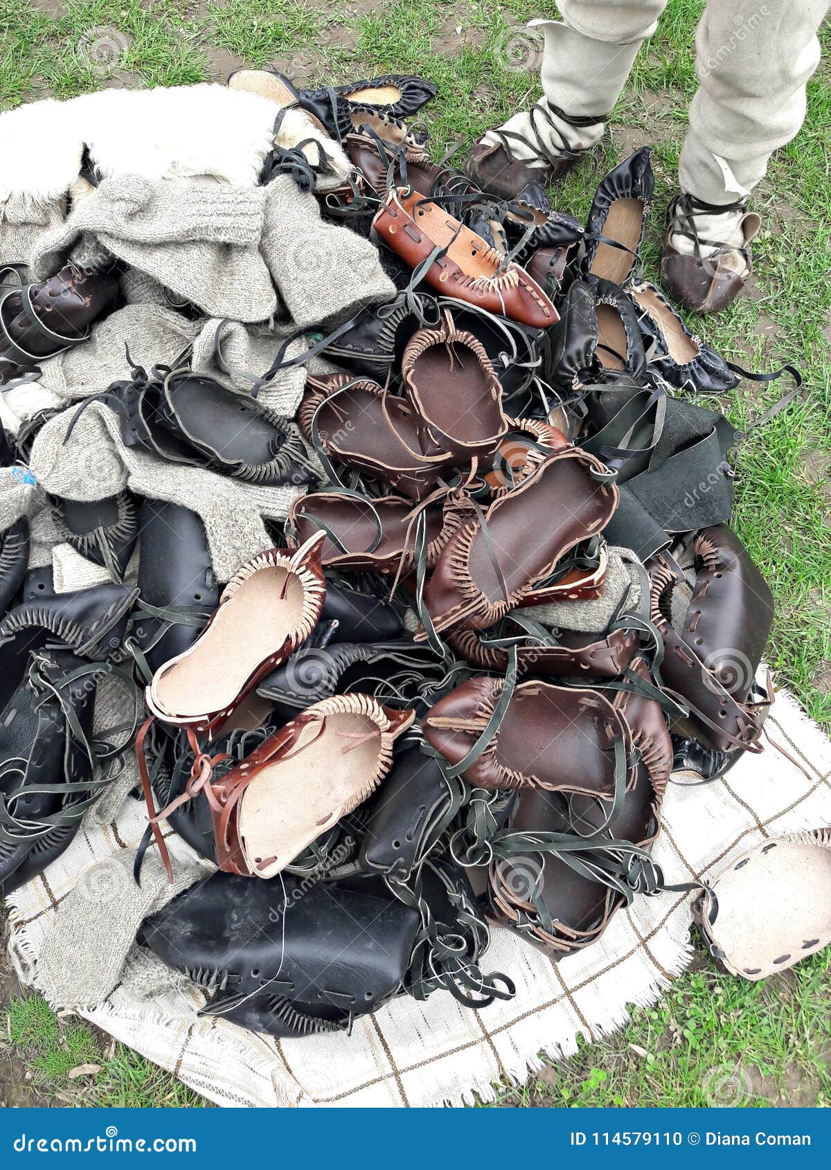 Traditional Romanian Sandals / Shoes Stock Photo - Image of romania ...