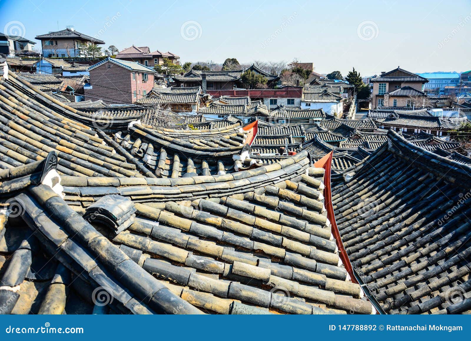 Traditional Roof Tiles of House in Korea Style Stock Photo - Image of ...