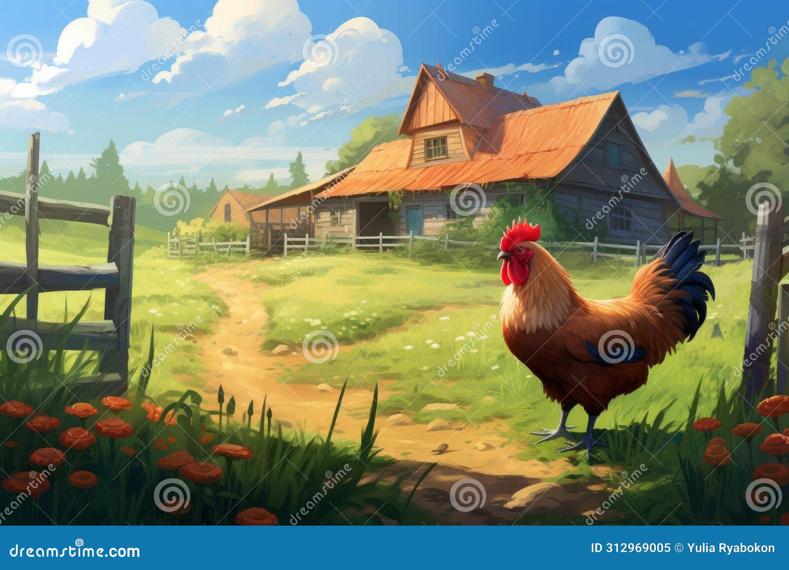 Traditional Rooster Statues Given As Offering At A Buddhist Temple ...