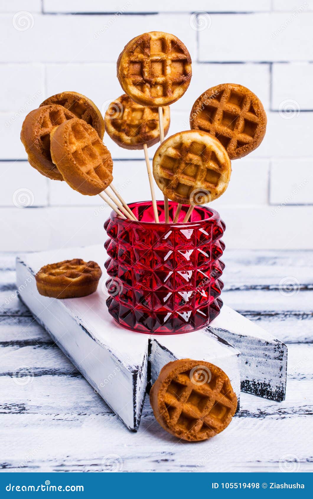Traditional Round Belgian Waffles Stock Photo - Image of confectionery ...