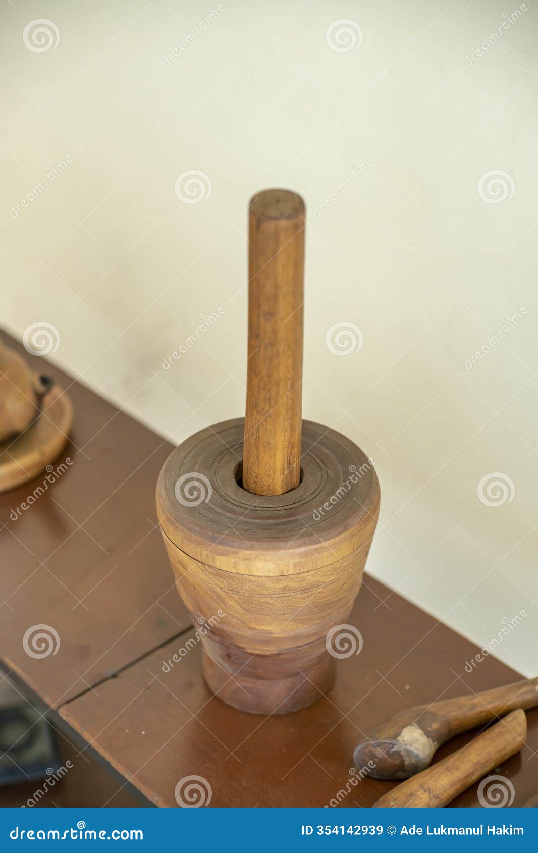 Traditional Rujak Pounder from Wood Stock Image - Image of cookery ...