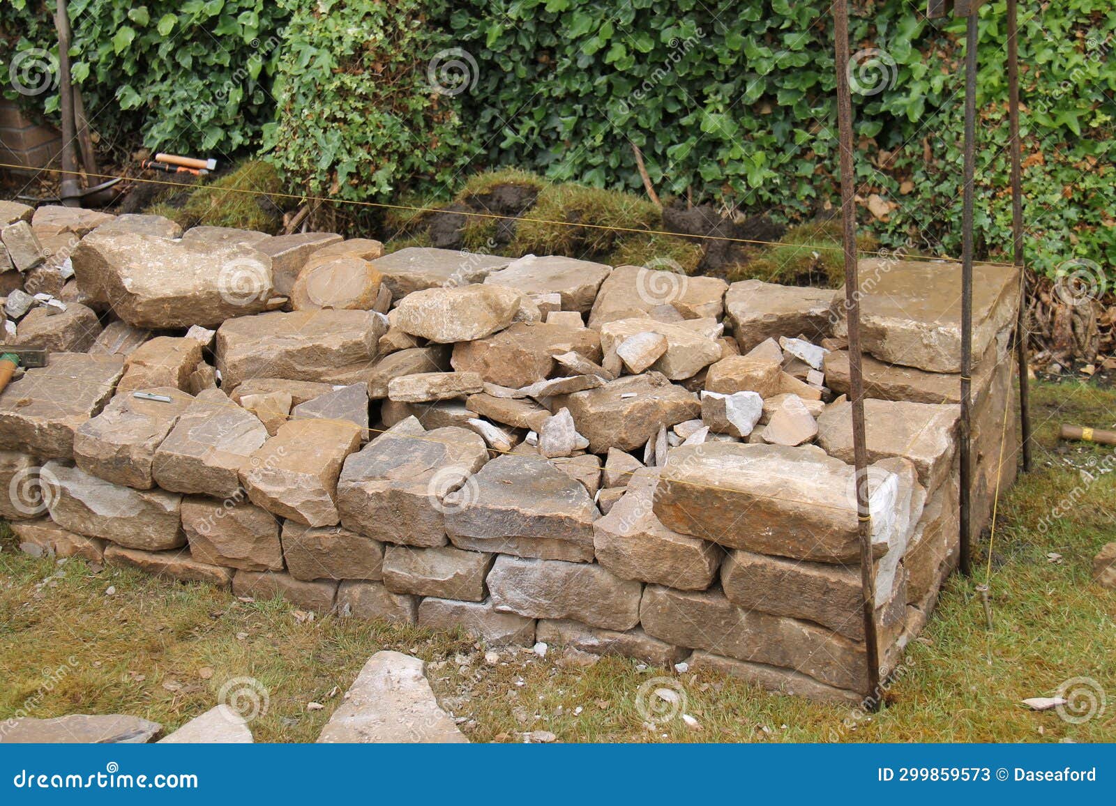 Traditional Rural Dry Stone Wall. Stock Image - Image of wall, farming ...